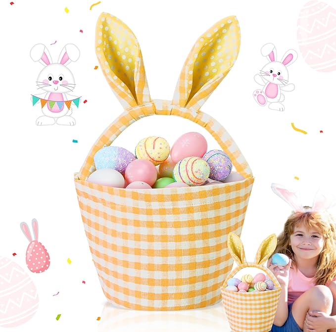 Amazon.com: DoubleFill 1 Piece Easter Bunny Basket Bags with Cute ...