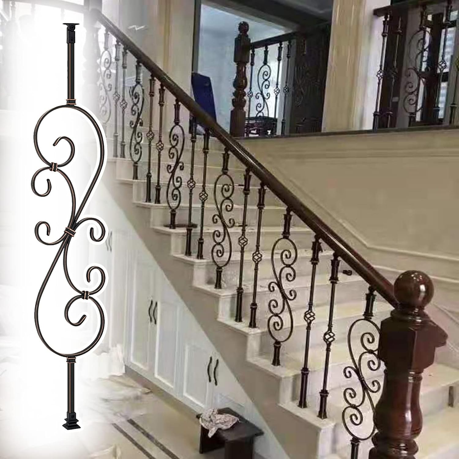 Amazon.com: LVLONG Black Iron Balusters Staircase Interior, Vintage ...
