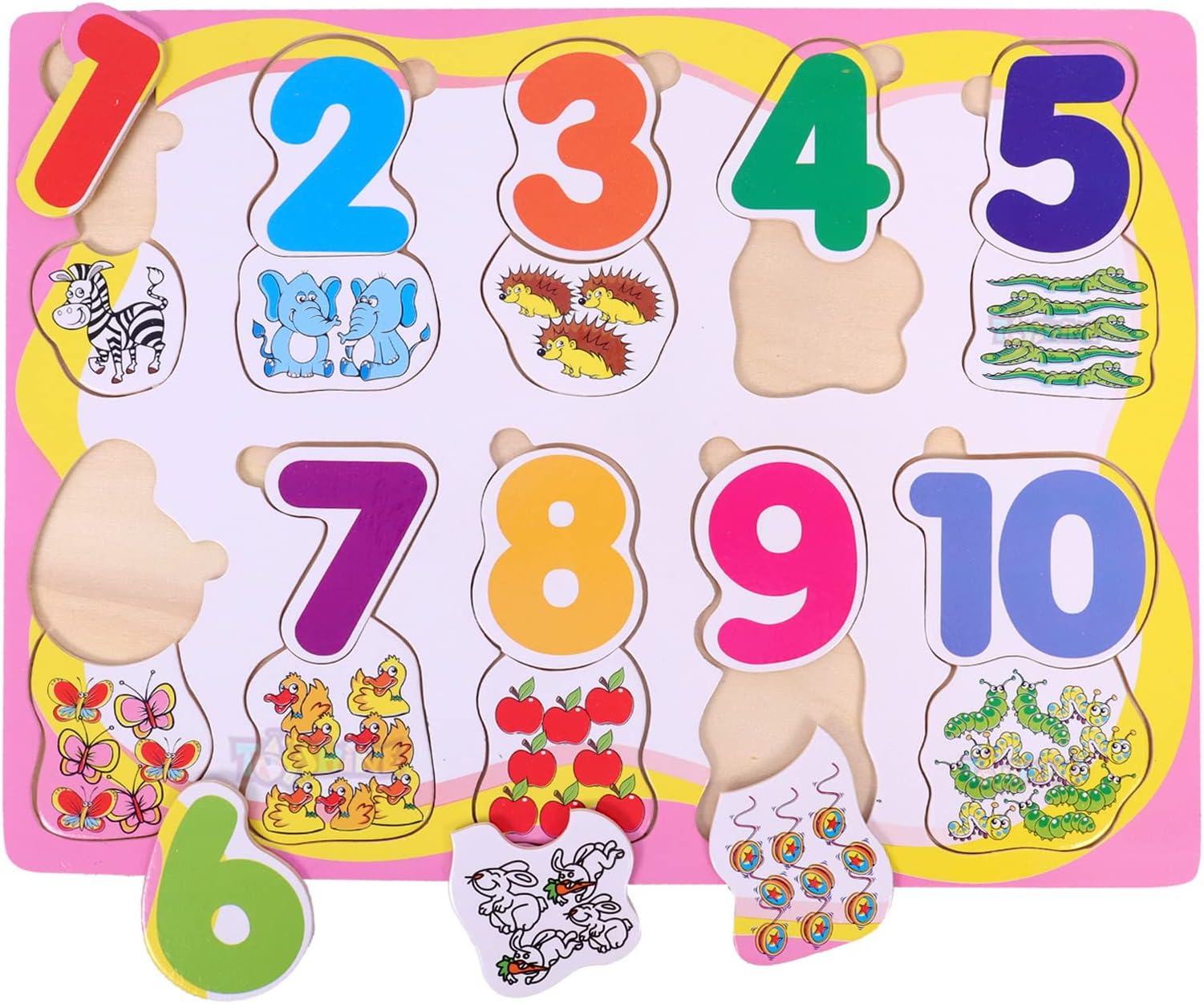 Toyshine Wooden 123 Numbers Board Toy with Pictures Puzzle, Educational ...