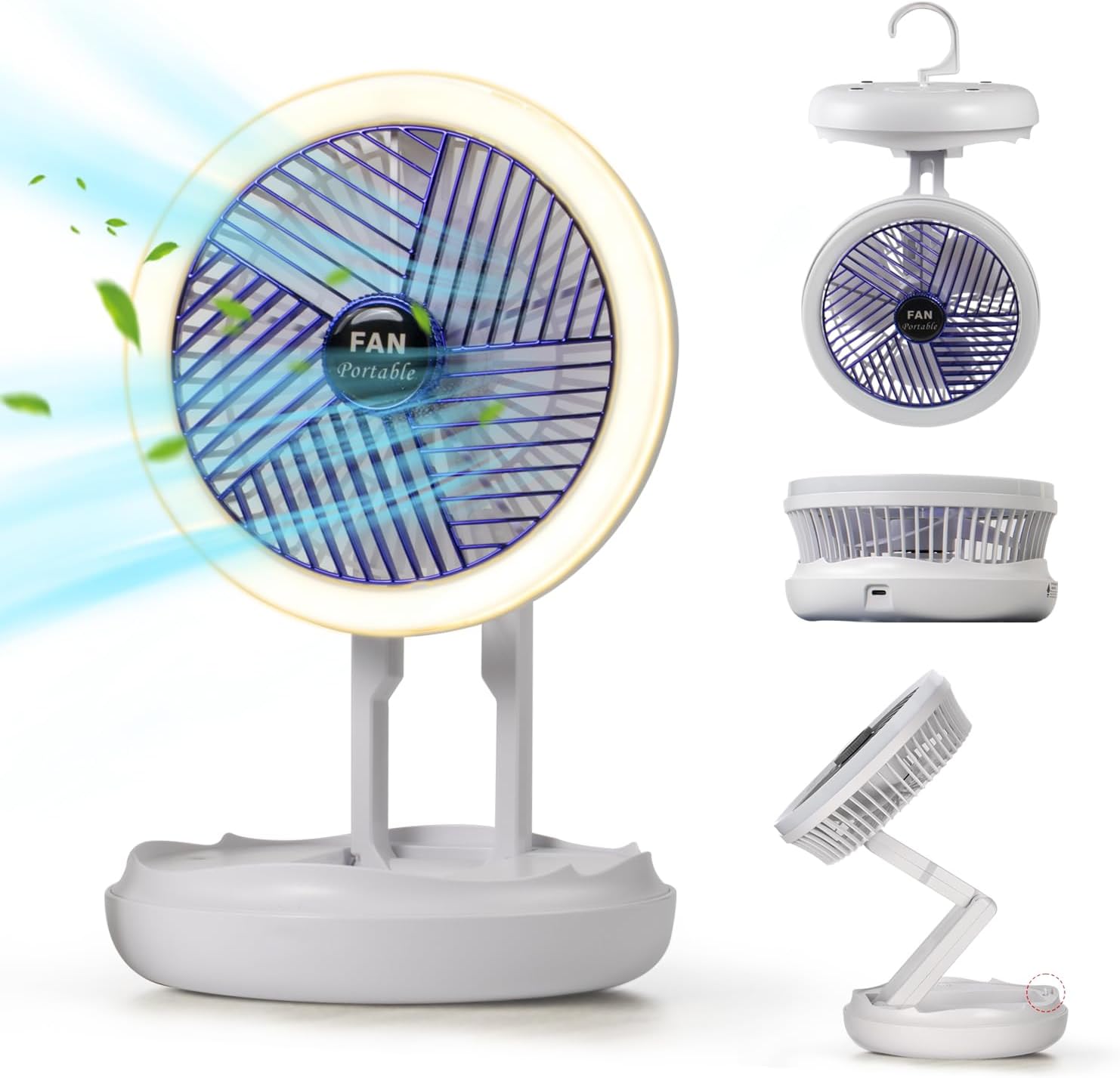 Amazon.com: Nurluce Portable Folding Fan with LED Light Rechargeable ...