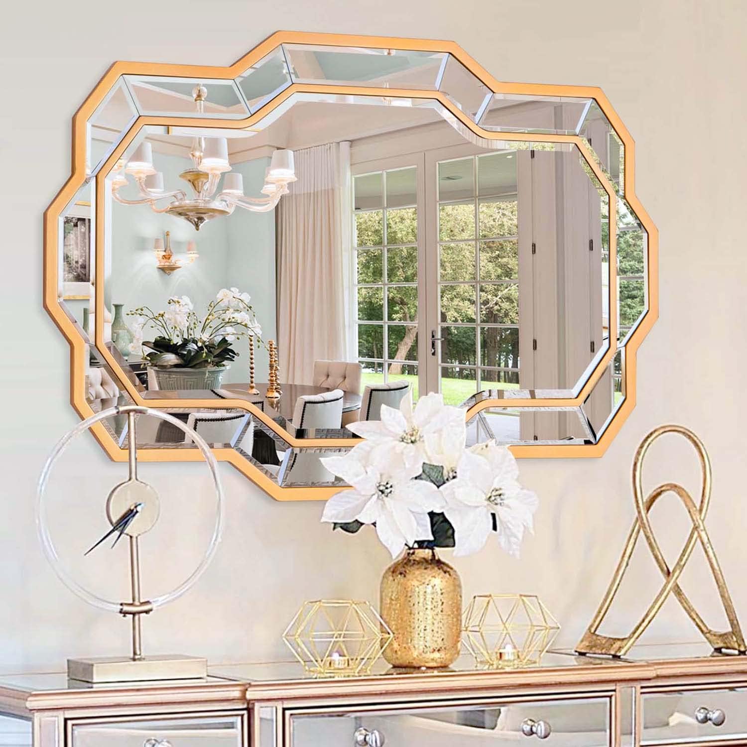 Amazon.com: Autdot Gold Mirrors for Wall Decor, Large Living Room ...