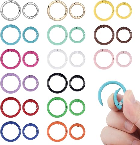 Amazon.com: 30Pcs 15Colors Spring O Rings 24&33mm Mini Circle Carabiner ...