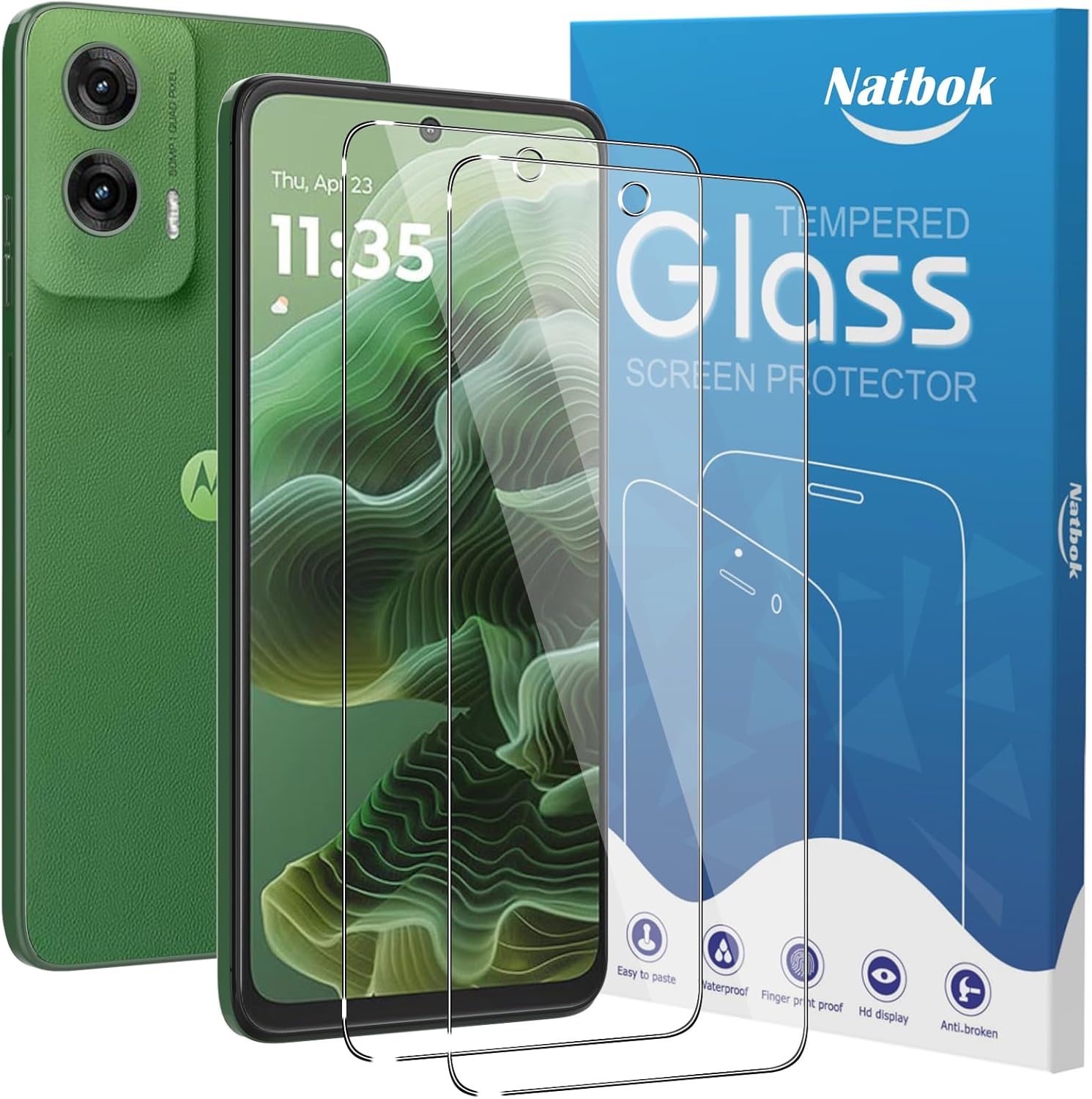 Natbok 2 Pack Tempered Glass for Motoroal Moto G35 5G Screen Protector ...