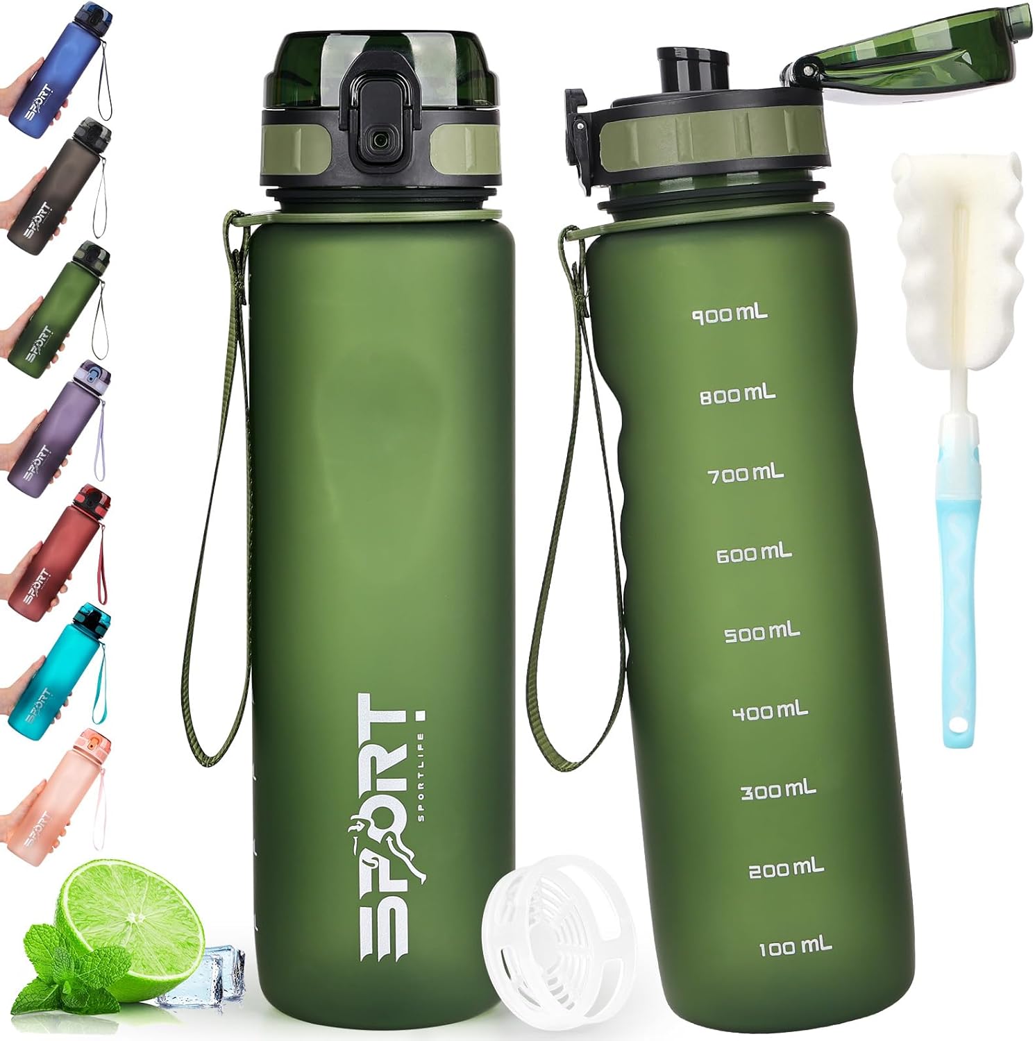 AOPREL Trinkflasche 1L Sport Trinkflasche Wasserflasche Auslaufsicher Trinkflaschen BPA Frei ...