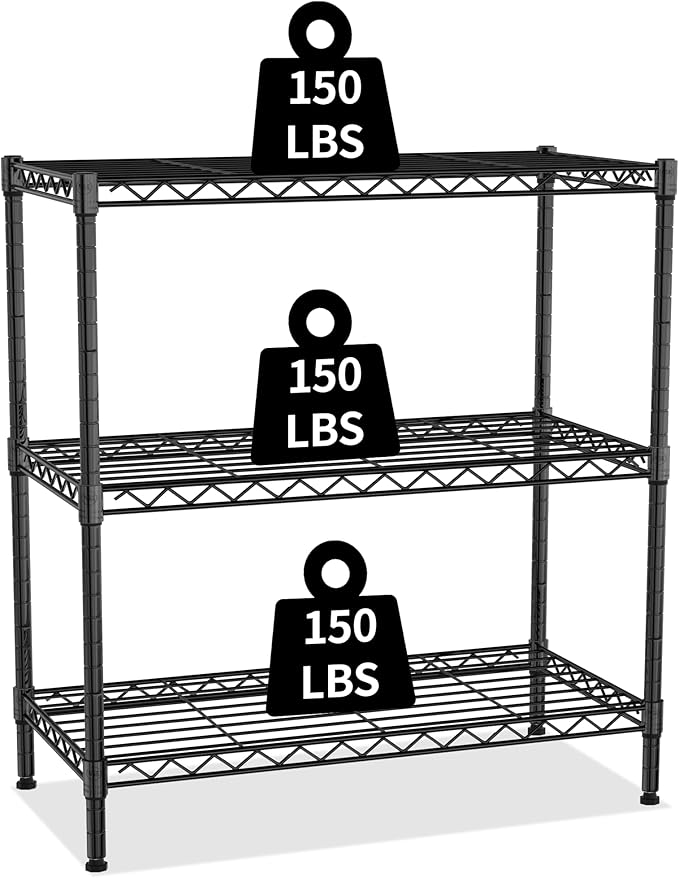 Amazon.com: Yewuli 3 Shelf Storage Rack Metal Wire Shelving Unit Steel ...