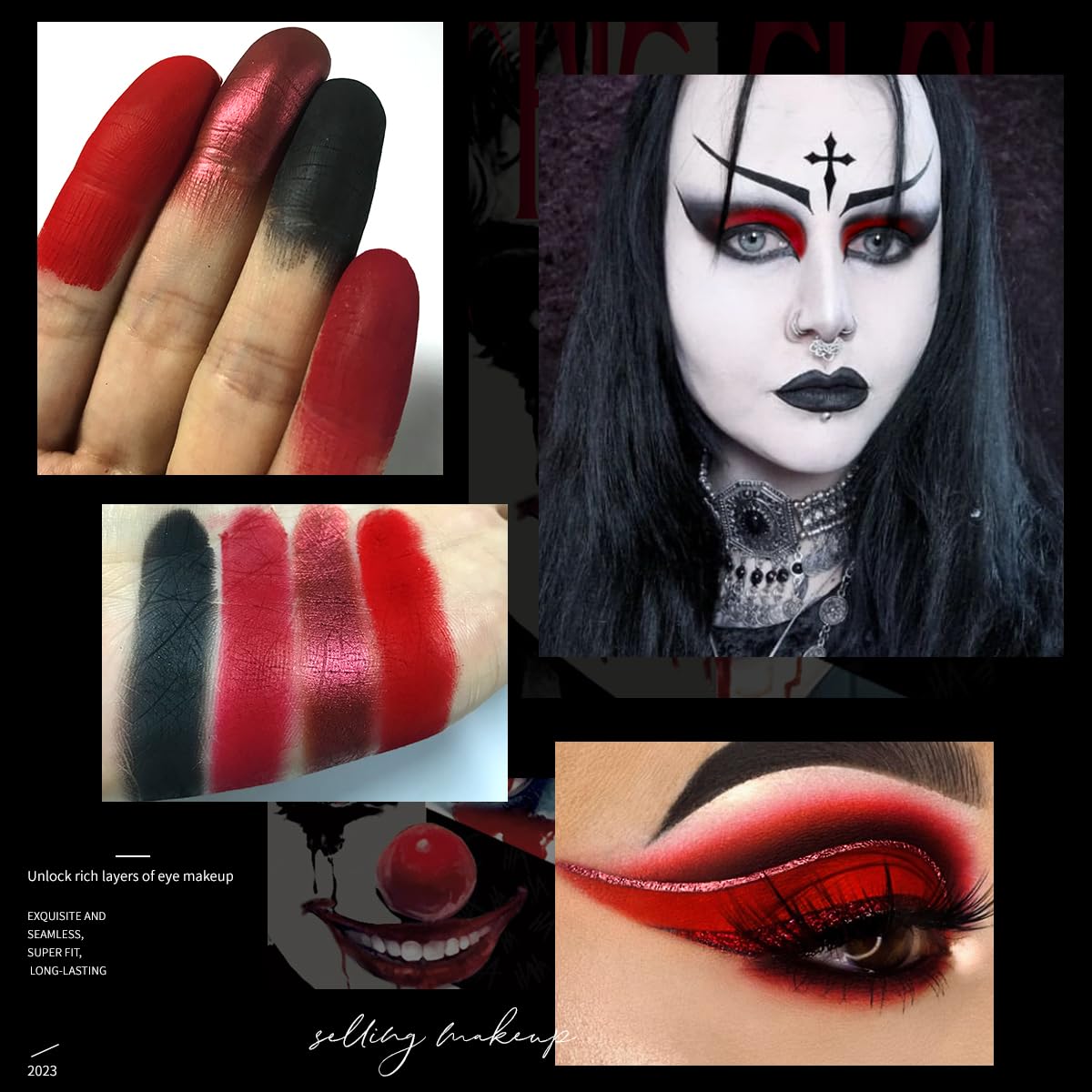 ecofavor Red Goth – Paleta de sombra de ojos 9 colores verdaderos tonos ...