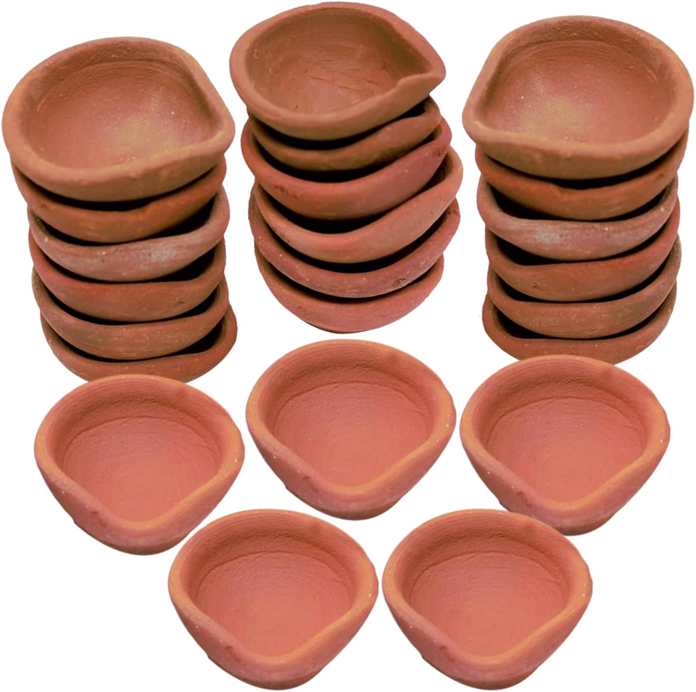 Amazon.com: TIED RIBBONS 24 pcs Handmade Natural Clay Diya for Diwali ...