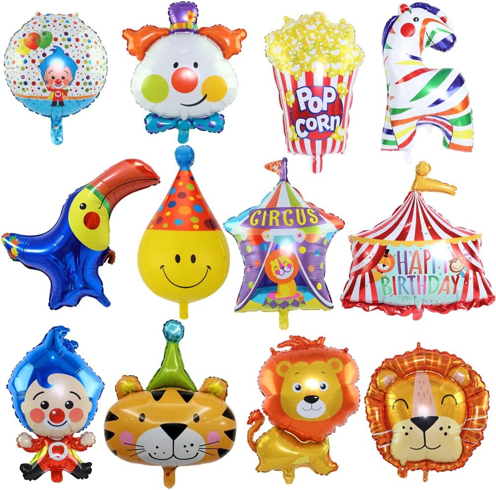 Carnival Foil Balloons 12 Pack Animal Head Balloons Carnival Theme ...