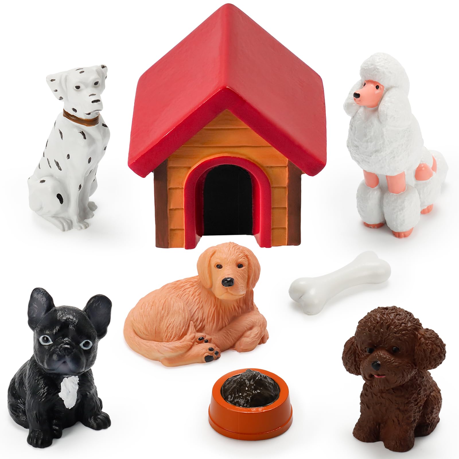 Amazon.com: Rileryan 8PCS Miniature Dogs House Figurines Tiny Puppy Dog ...