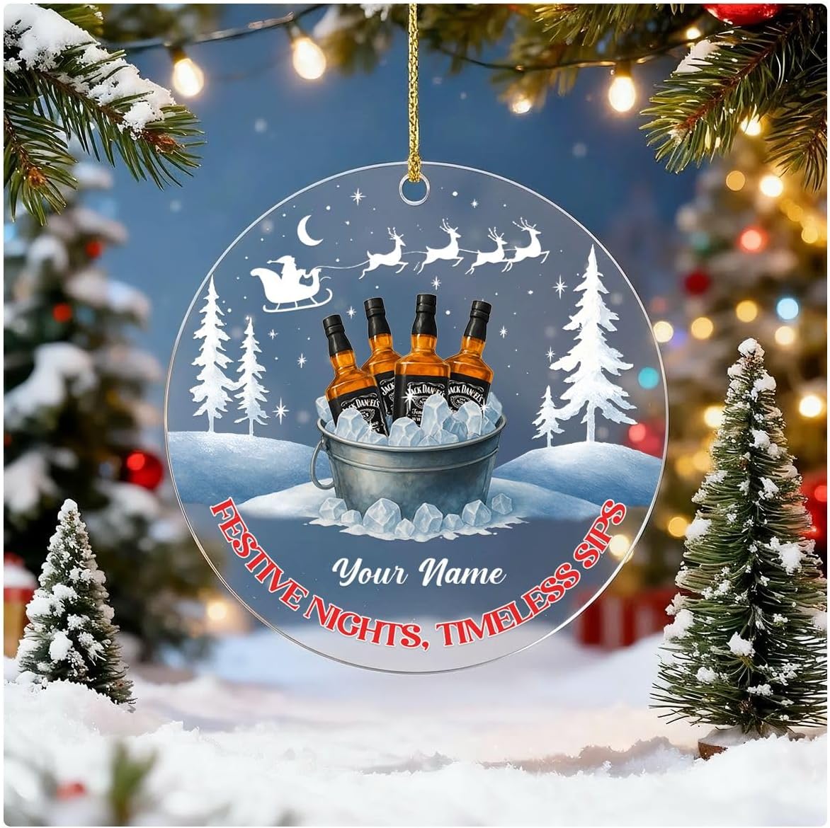 Amazon.com: TEEDUU Custom Whiskey Christmas Round Acrylic Ornament ...