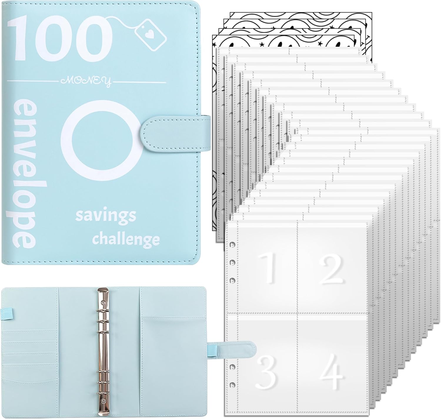 Amazon.com: 100 Envelopes Money Saving Challenge Binder Kit, 100-Day ...