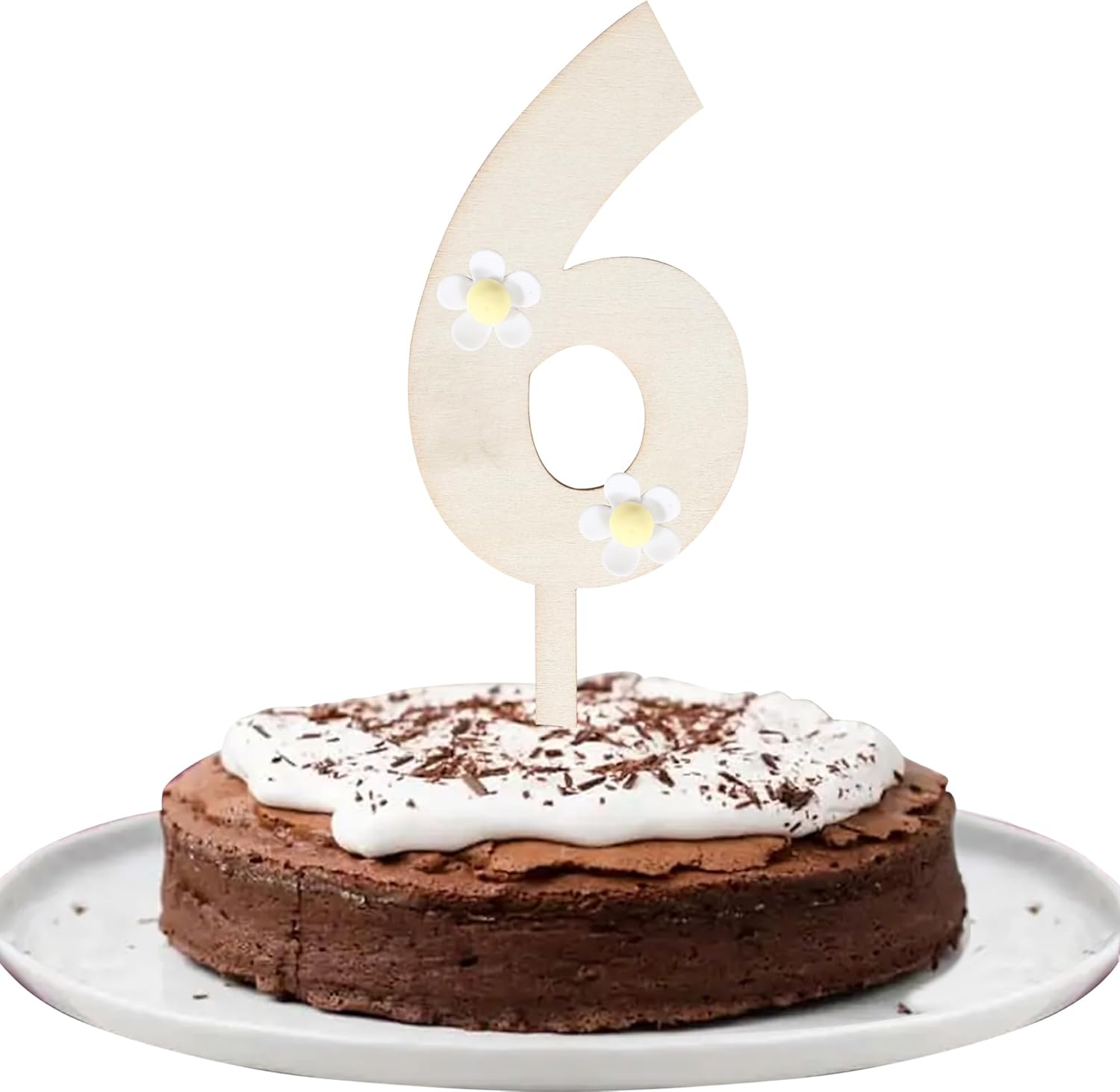 Amazon.com: 4 PCS Daisy 6th Birthday Cake Topper Wooden Number 6 Daisy ...