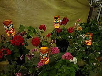 Tujoe 4 Pcs Tiki Solar Light Decor Waterproof Tiki Statues LED Solar ...