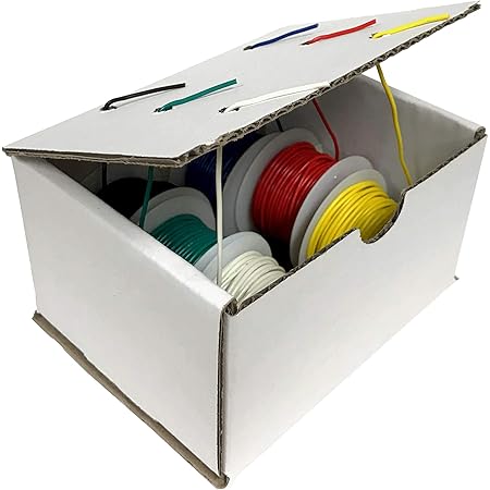 24 AWG Gauge Stranded Hook Up Wire Kit, 25 ft Length, 10 Colors, 0.0201 ...