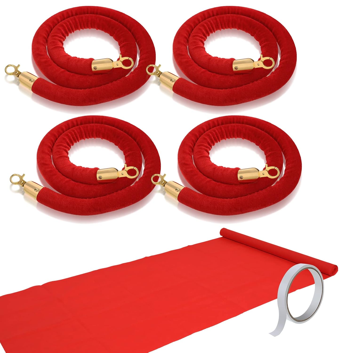 Red Carpet Runner 2.6 x 15 ft Red Carpet Aisle Runner Rug with 4 Pieces ...