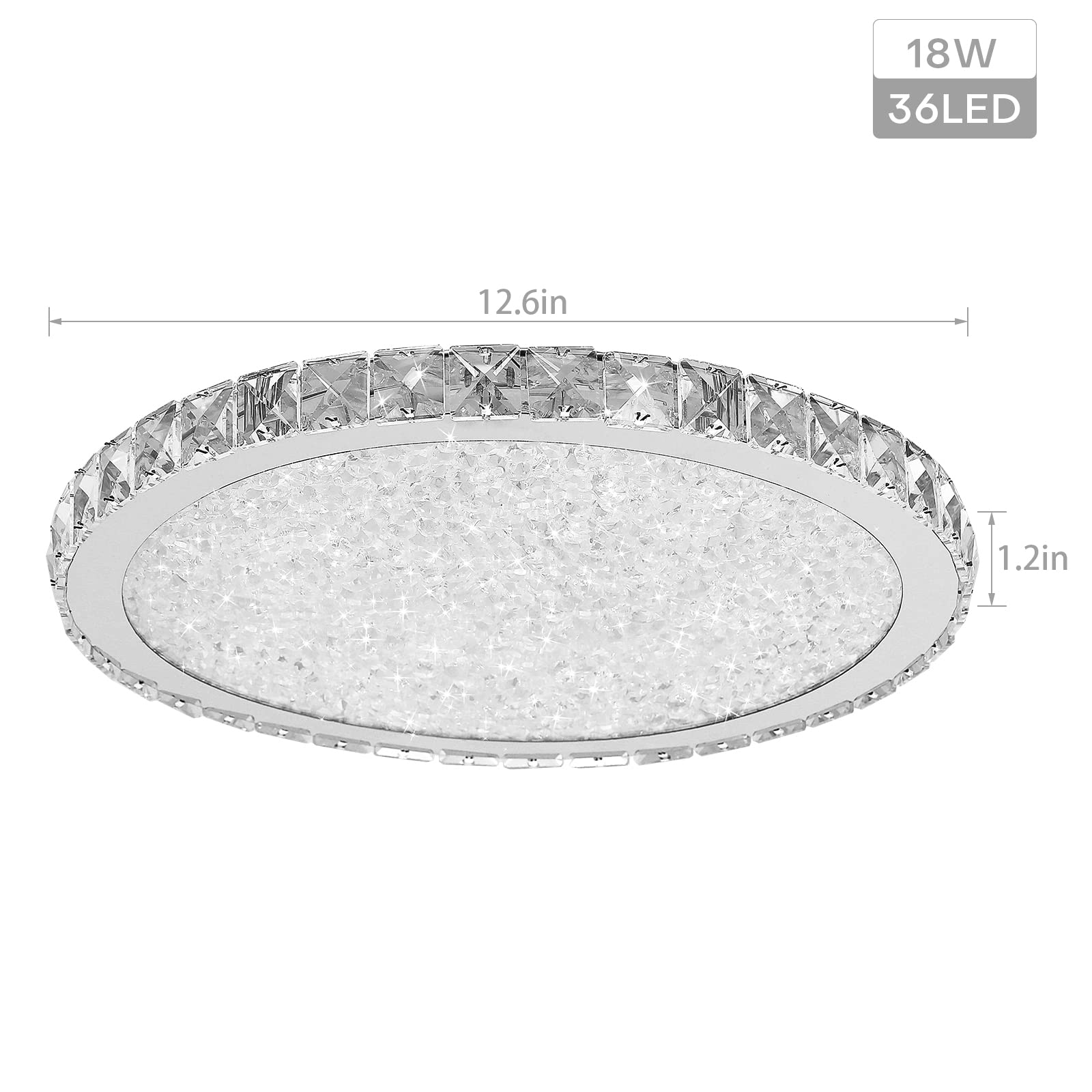 Krychiler Crystal Ceiling Light Moden Round LED Flush Mount Light ...