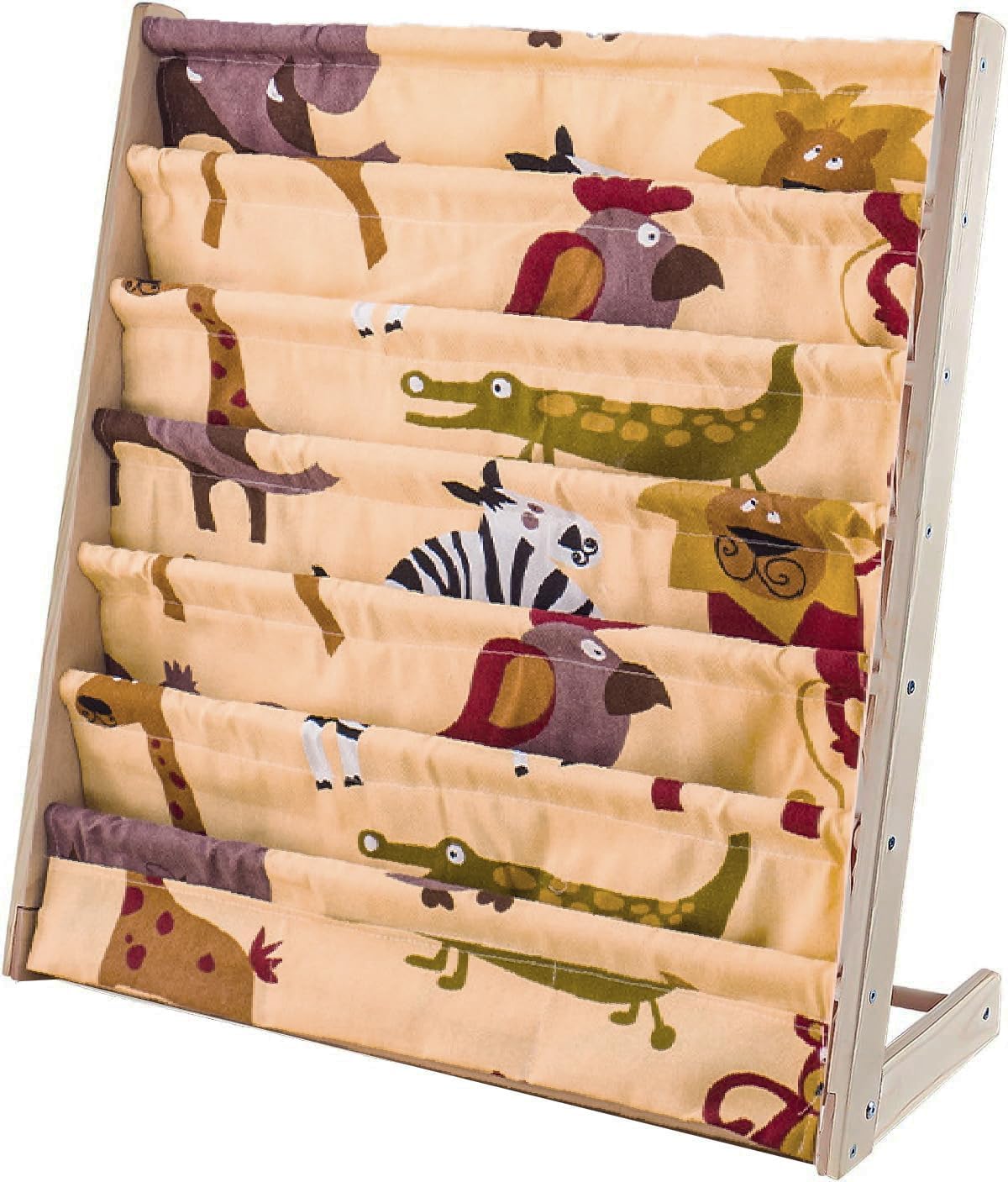 Natural Kids Book Rack Storage Bookshelf with Deep Sleeves,5 -layer ...