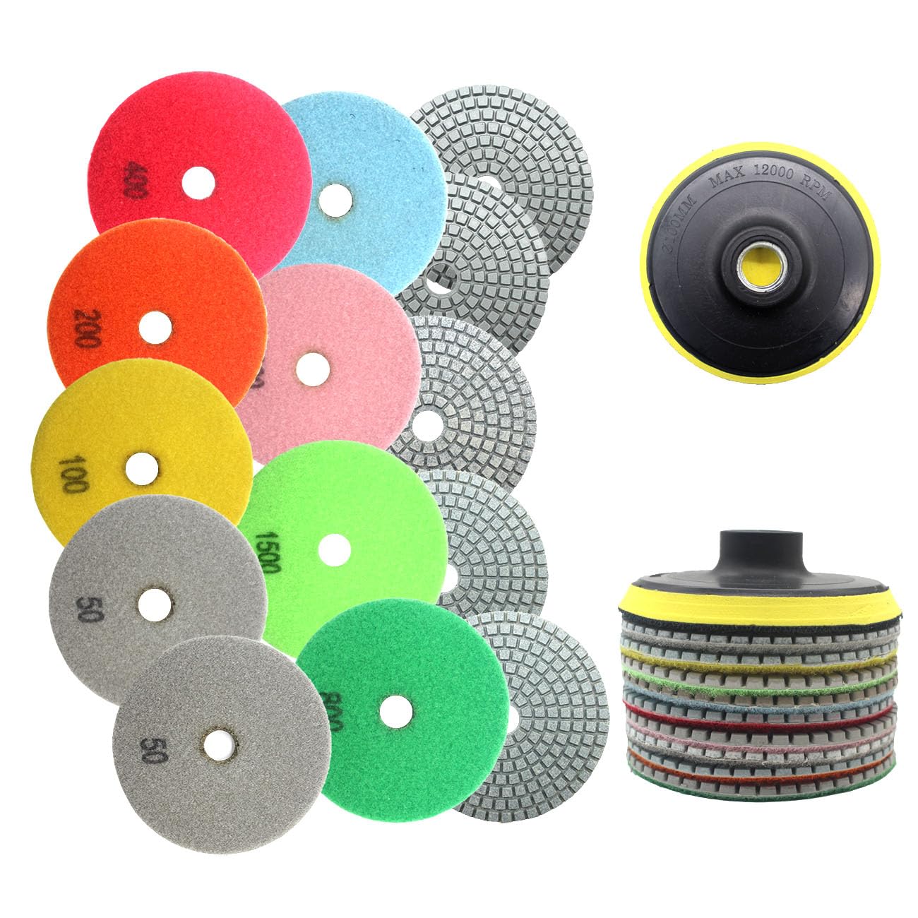 Wet Diamond Polishing Pads Set 10pcs,BeQell 4 Inch Polishing Kit for ...