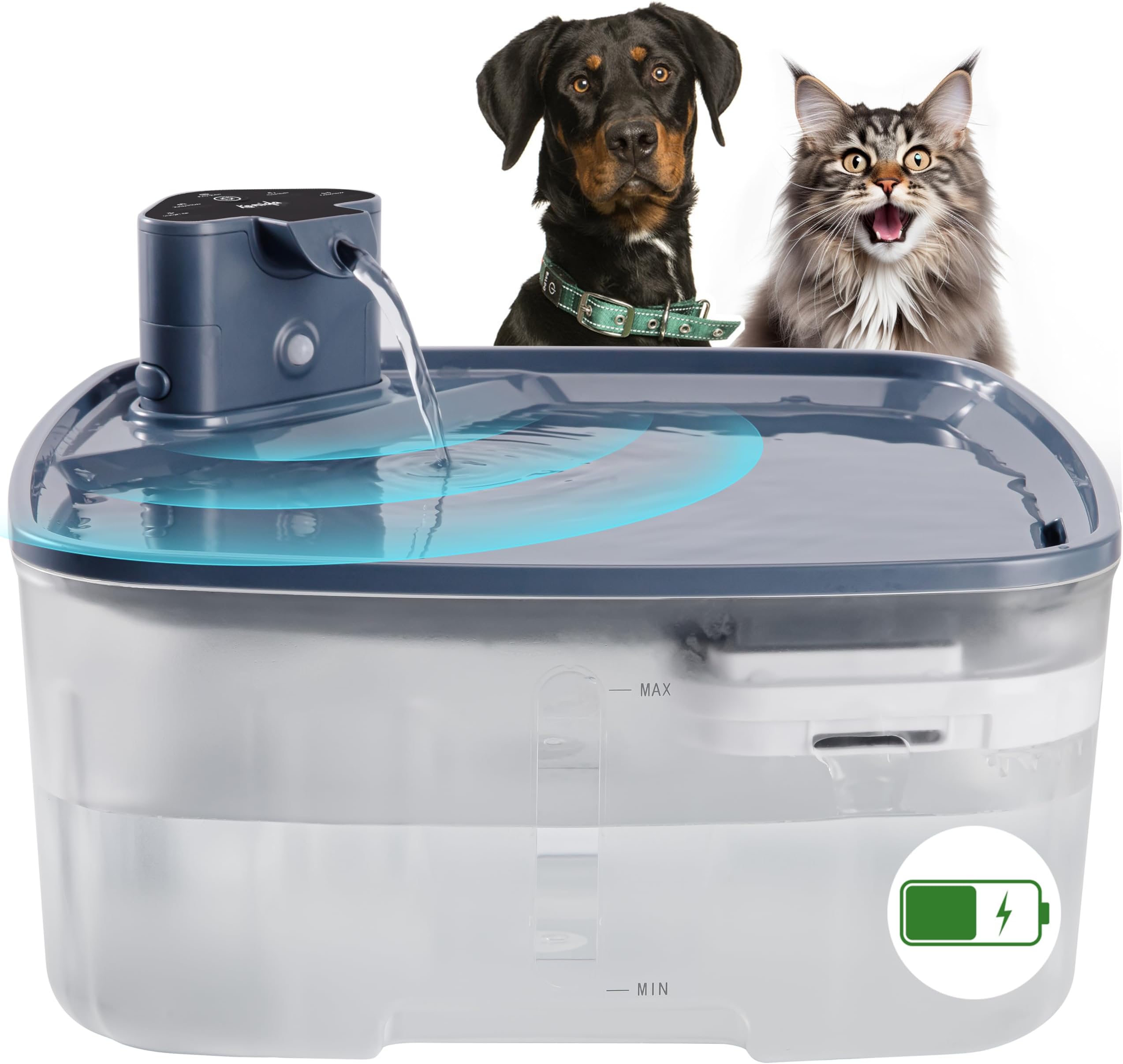 Amazon.com : Kenida Dog Water Fountain Wireless,2.1GAL/8L Large Dog ...