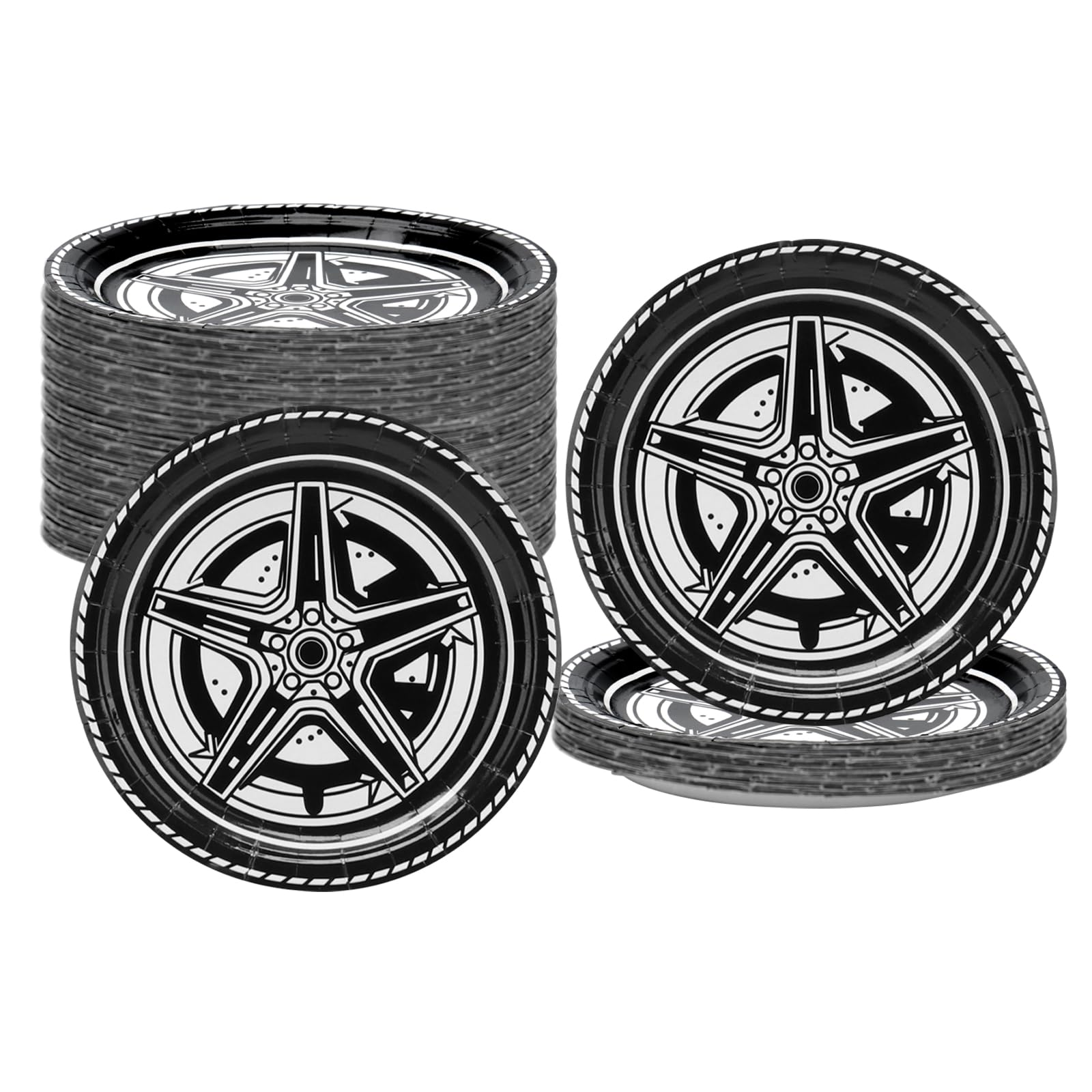 Amazon.com: 50 Pcs Race Car Plates, Race Car party Plates Car Wheel ...