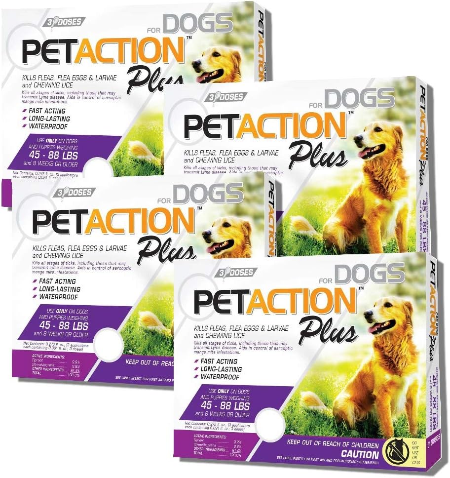 Amazon.com : PetAction Plus for Dogs 12 Doses (45-88 LB) : Pet Supplies