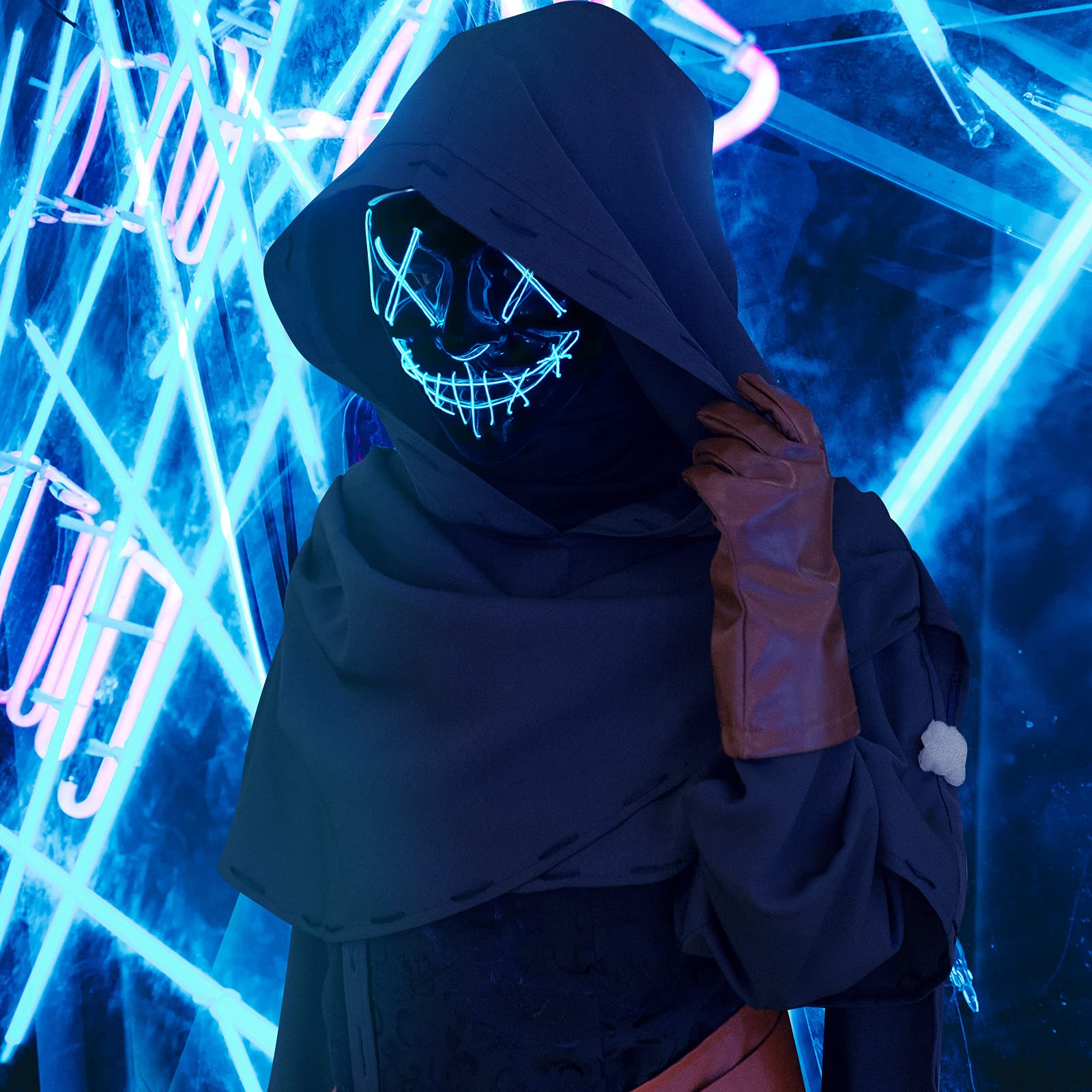 Buy Halloween Mask Light Up, Hacker Purge Mask, Scary LED Mask for ...