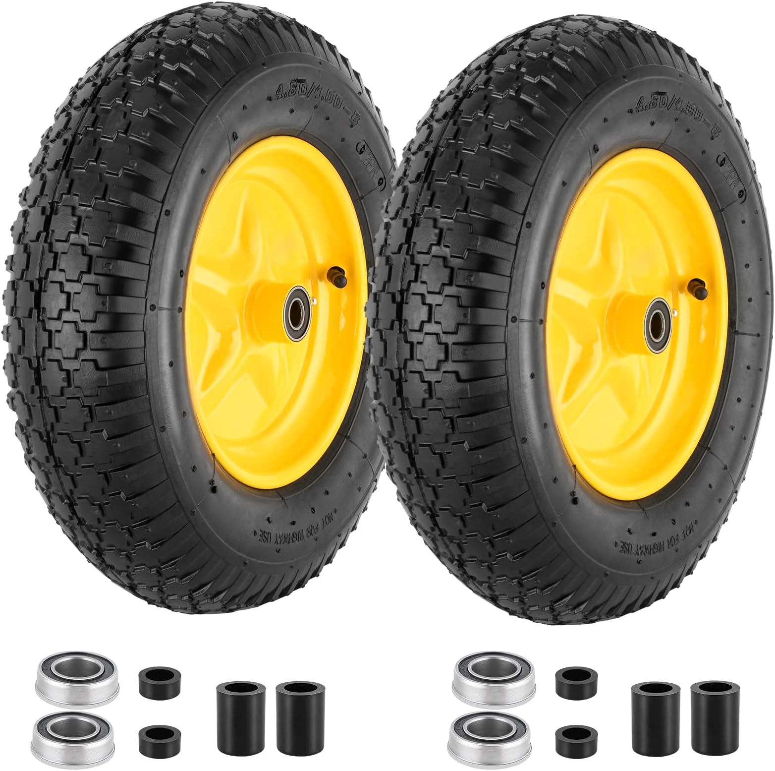Amazon.com: 4.80/4.00-8 Tire and Wheel, 16” Pneumatic Wheelbarrow Tires ...