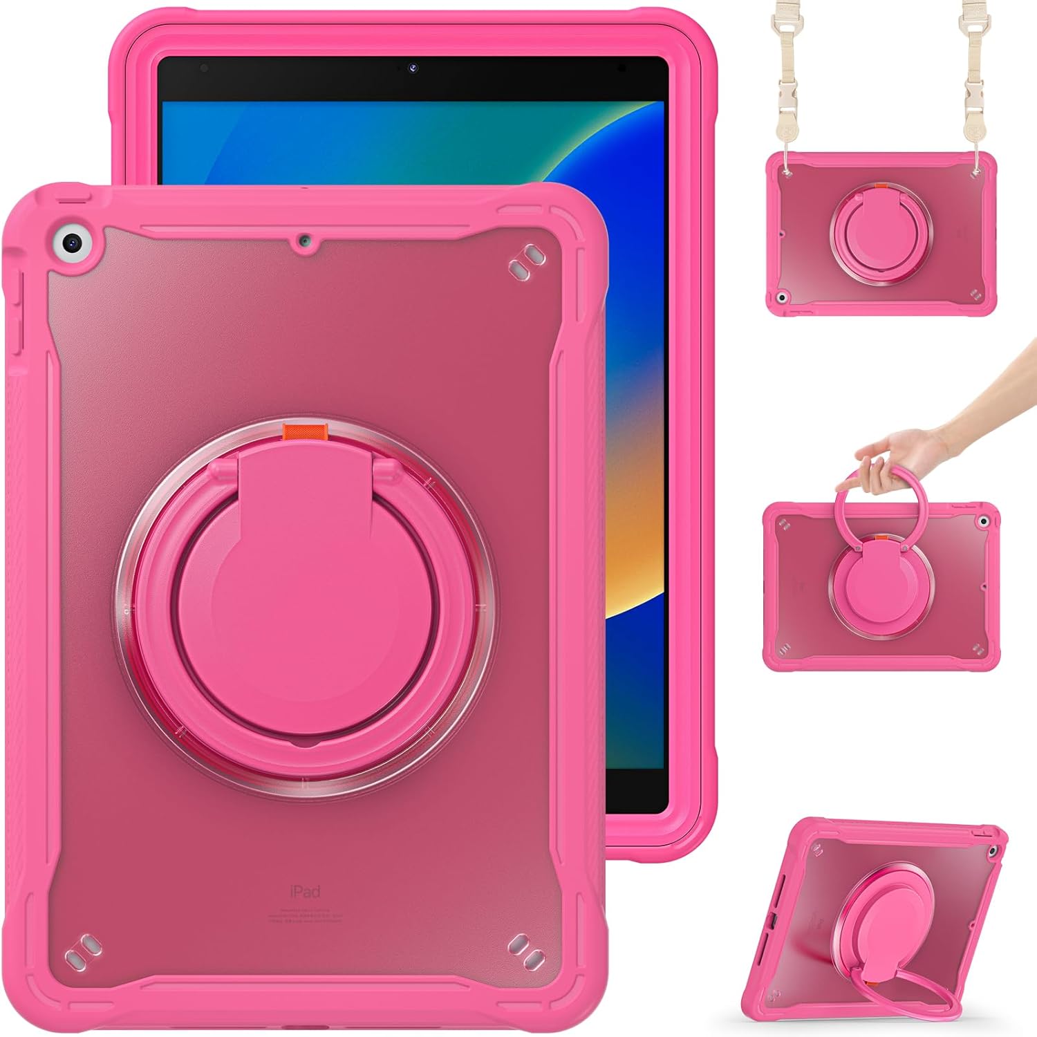 Amazon.co.jp: SENLAN iPad 10.2インチ 第7/8/9世代 用ケース 縦置き 横置き 肩掛け 360°回転持ち手 ...