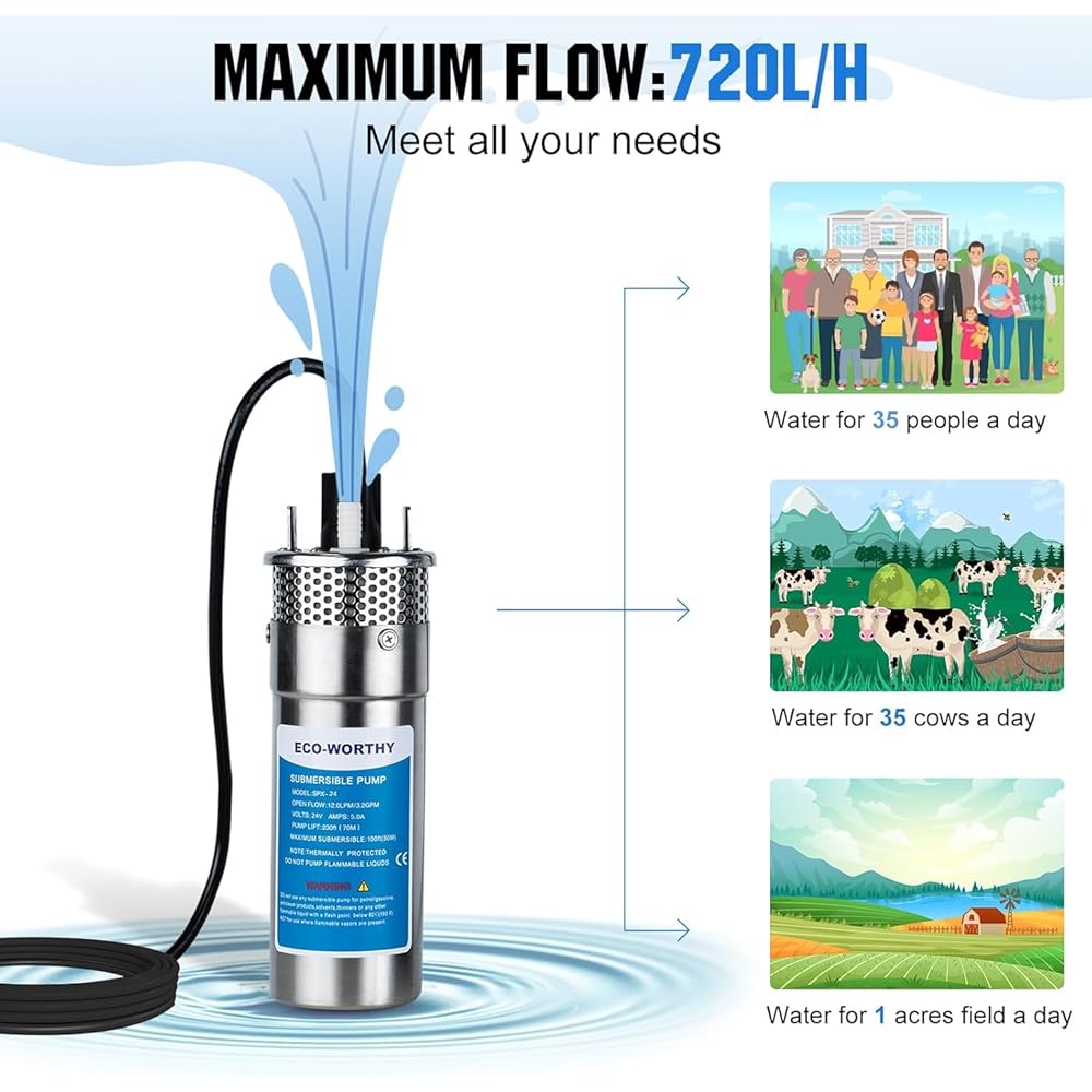 ECO WORTHY Solar Water Pump 12V DC Solar Well Pump Philippines | Ubuy