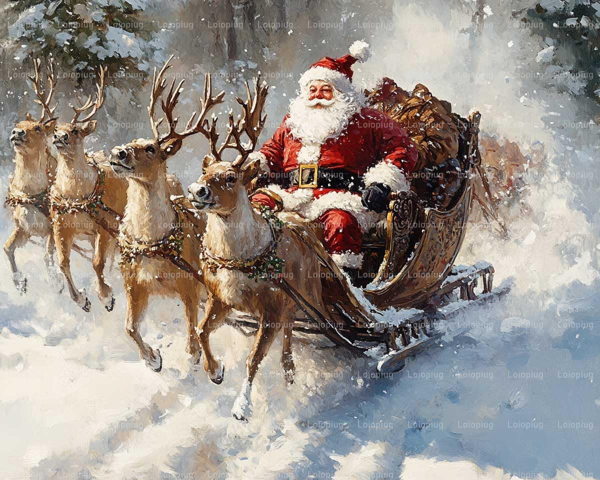 Amazon.com: Merry Christmas, Santa, Sleigh, Reindeer 1000 Piece Puzzle ...