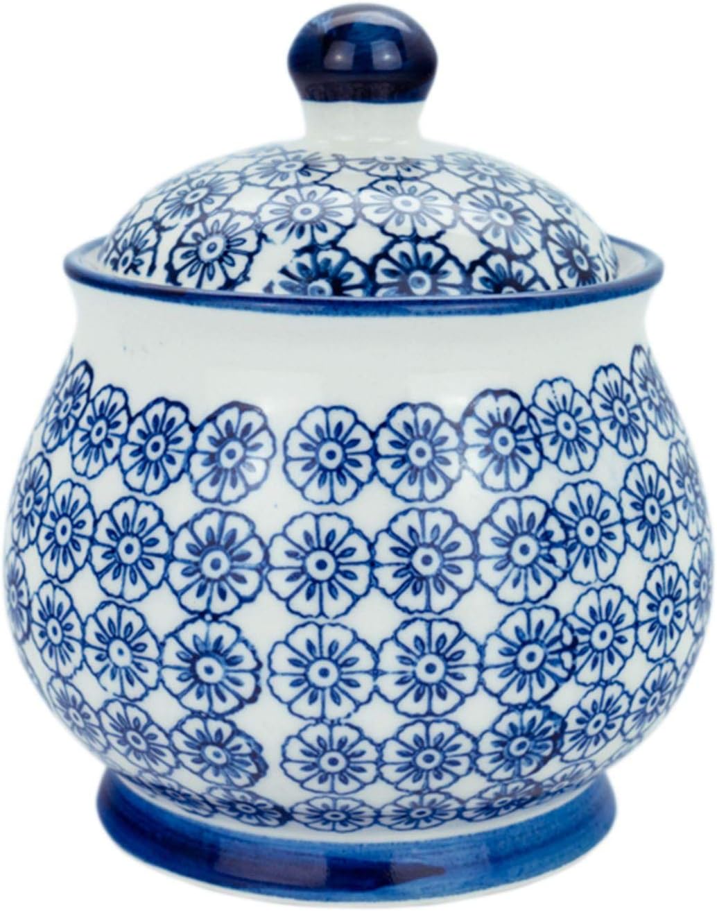 Nicola Spring Patterned Sugar Bowl/Pot with Lid - Blue Flower : Amazon ...