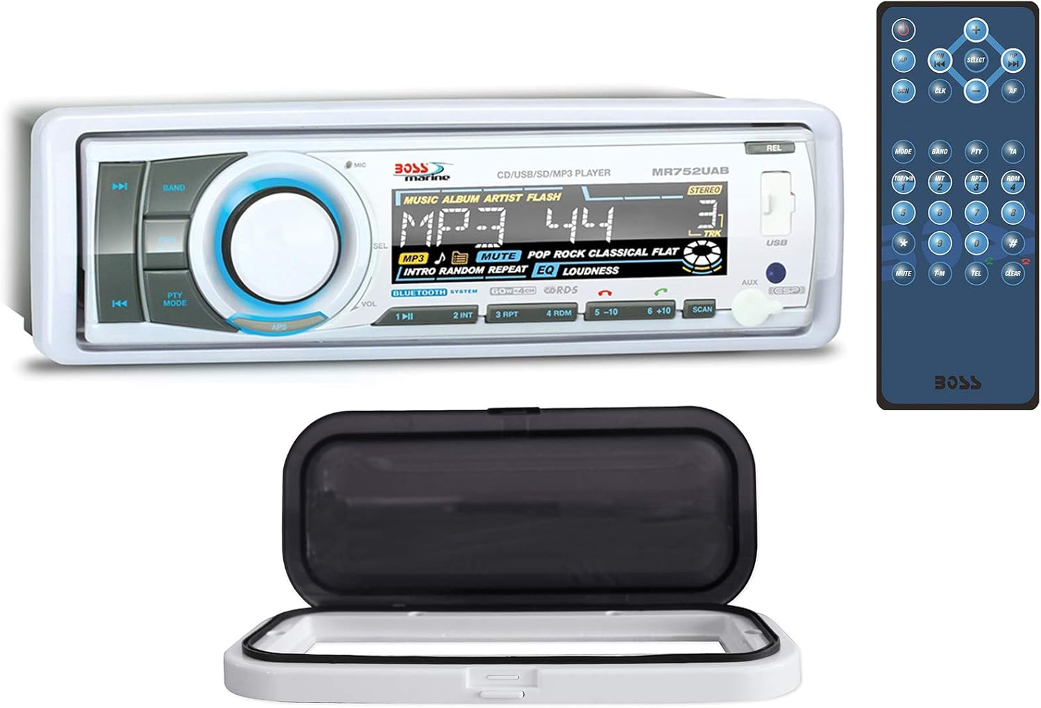 Amazon.com: Boss MR752UAB 1-Din Marine Bluetooth Receiver MP3/CD AM/FM ...