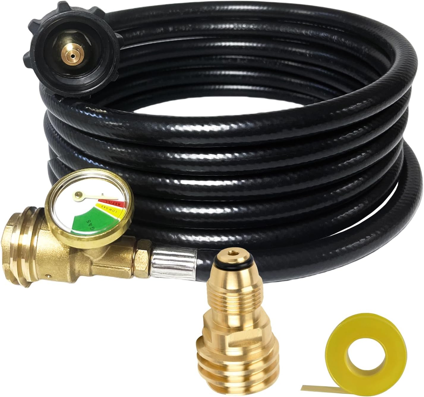 Amazon.com : 12 Feet Propane Tank Extension Hose with Gauge for 100 lb ...