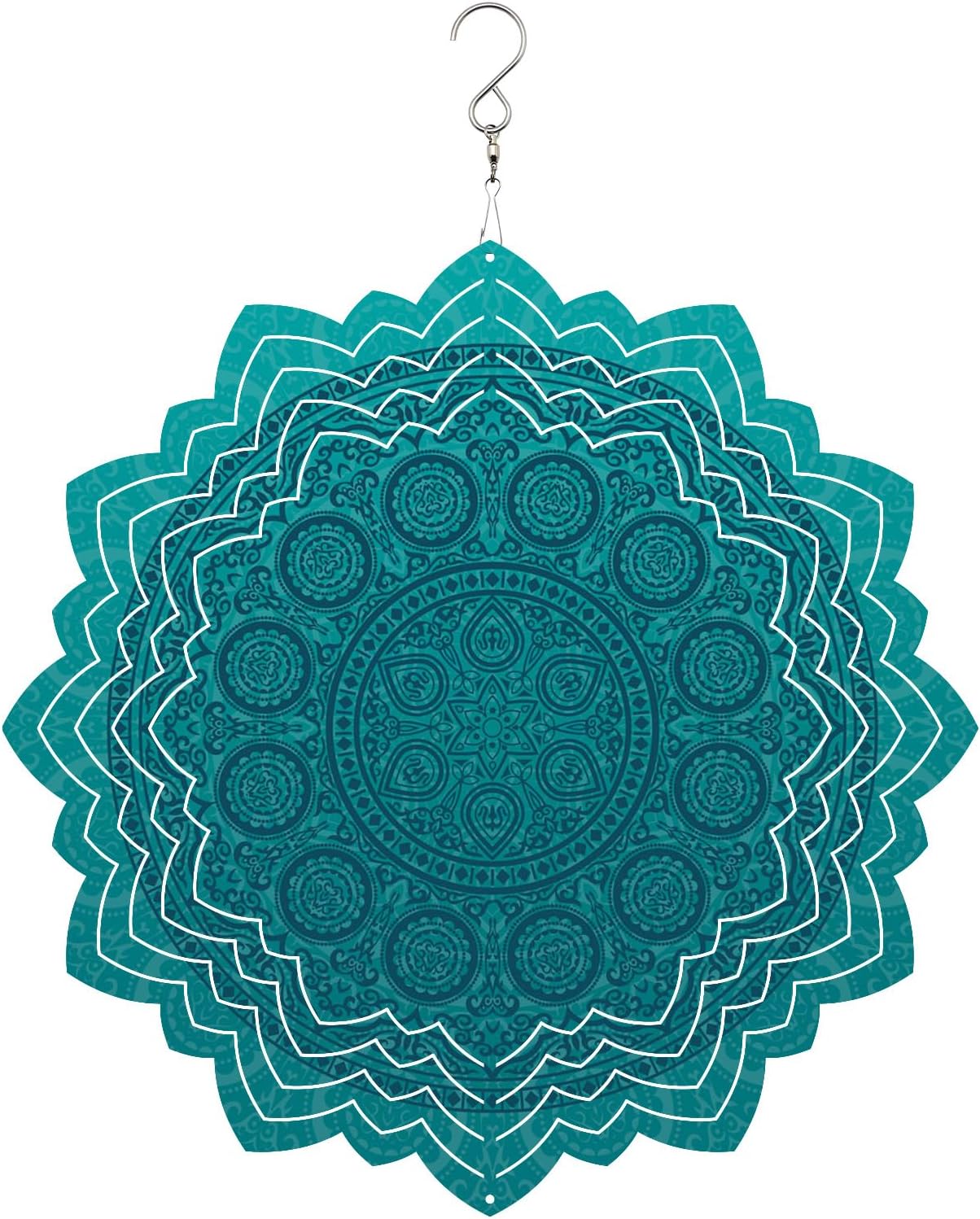 Amazon.com: Hanging Wind Spinners Outdoor Round Mandala Flower Hippie ...