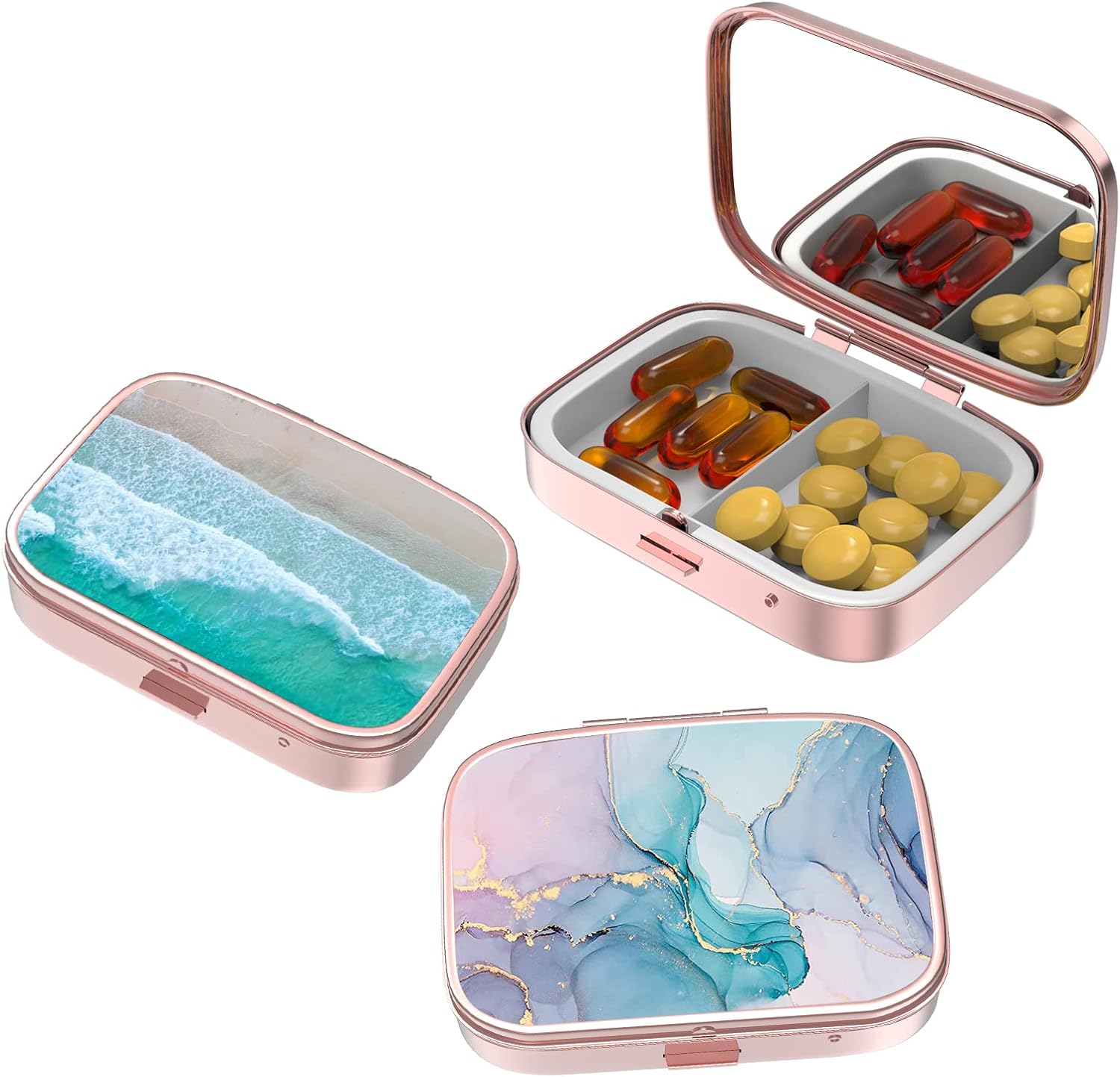 Amazon.com: Small Pill Box,Pill Case for Purse&Pocket,3 Compartments ...