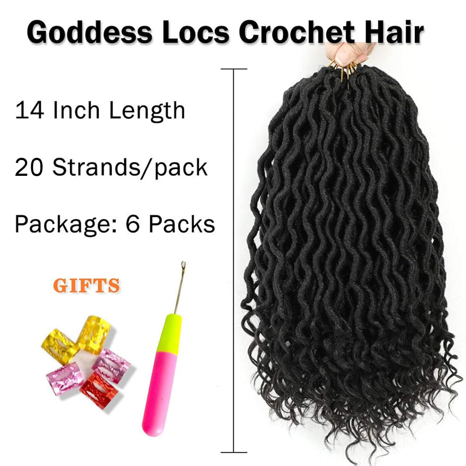 Buy Lihui Goddess Locs Crochet Hair 14 Inch Curly Faux Locs Crochet ...