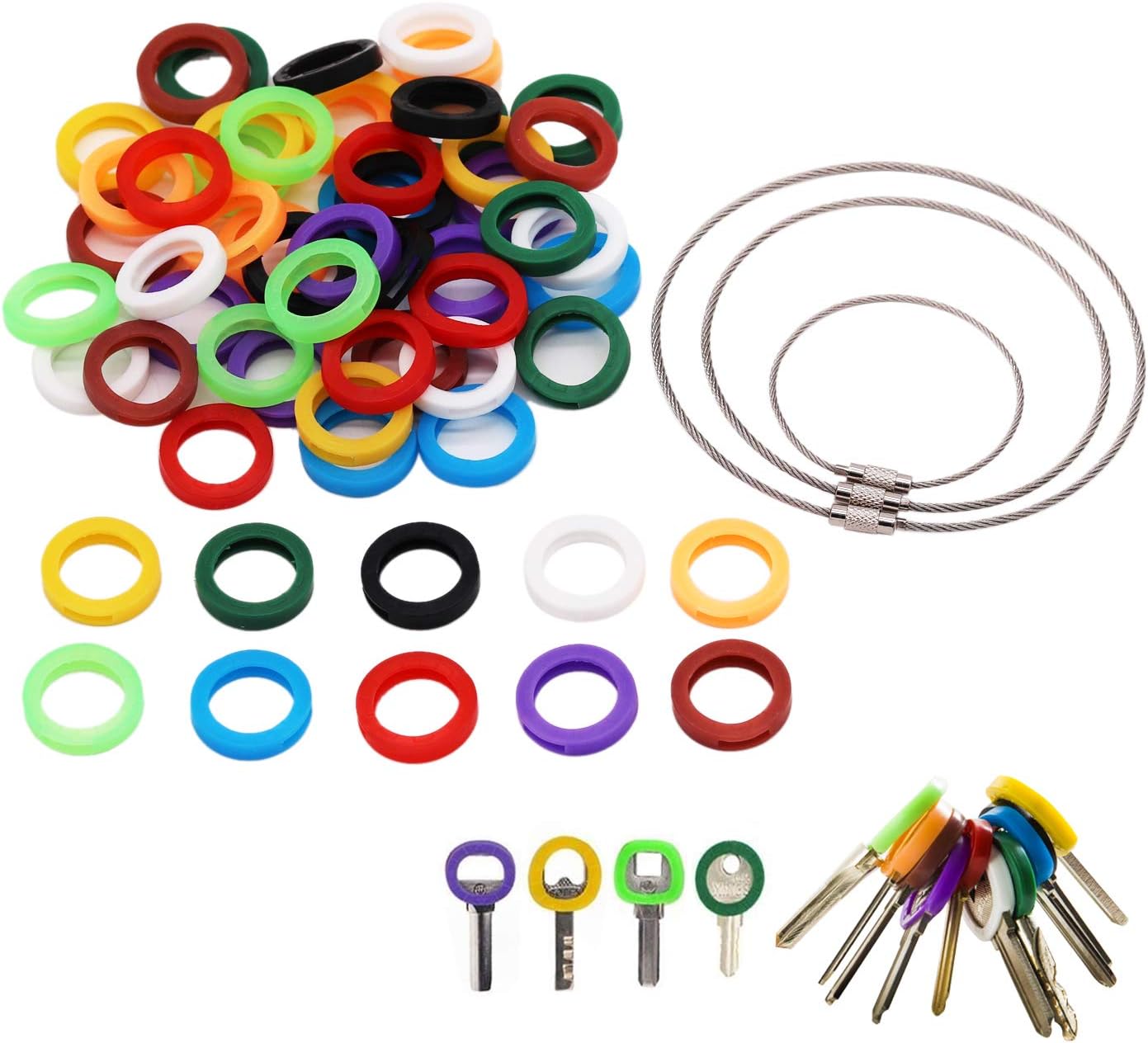 Amazon.com : Focushop 60 Pcs Plastic Key Covers 10 Colors Rubber Key ...