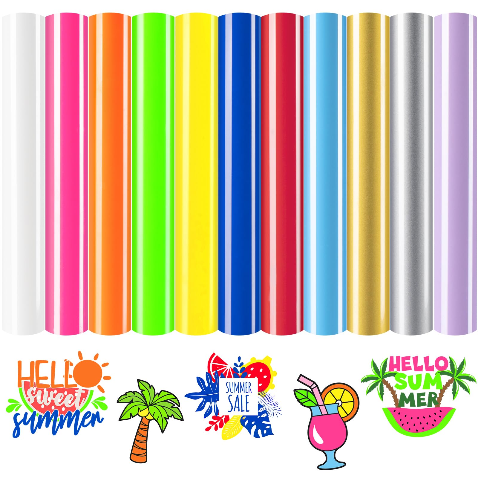 Amazon.com: HTVRONT Neon HTV Heat Transfer Vinyl - 12 Pack HTV Vinyl ...