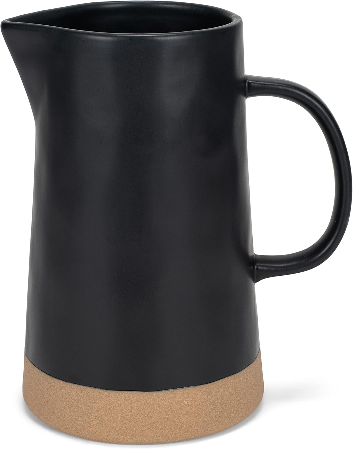 Nat & Jules Large Raw Bottom Matte Black 48 ounce Ceramic Pitcher Jug ...