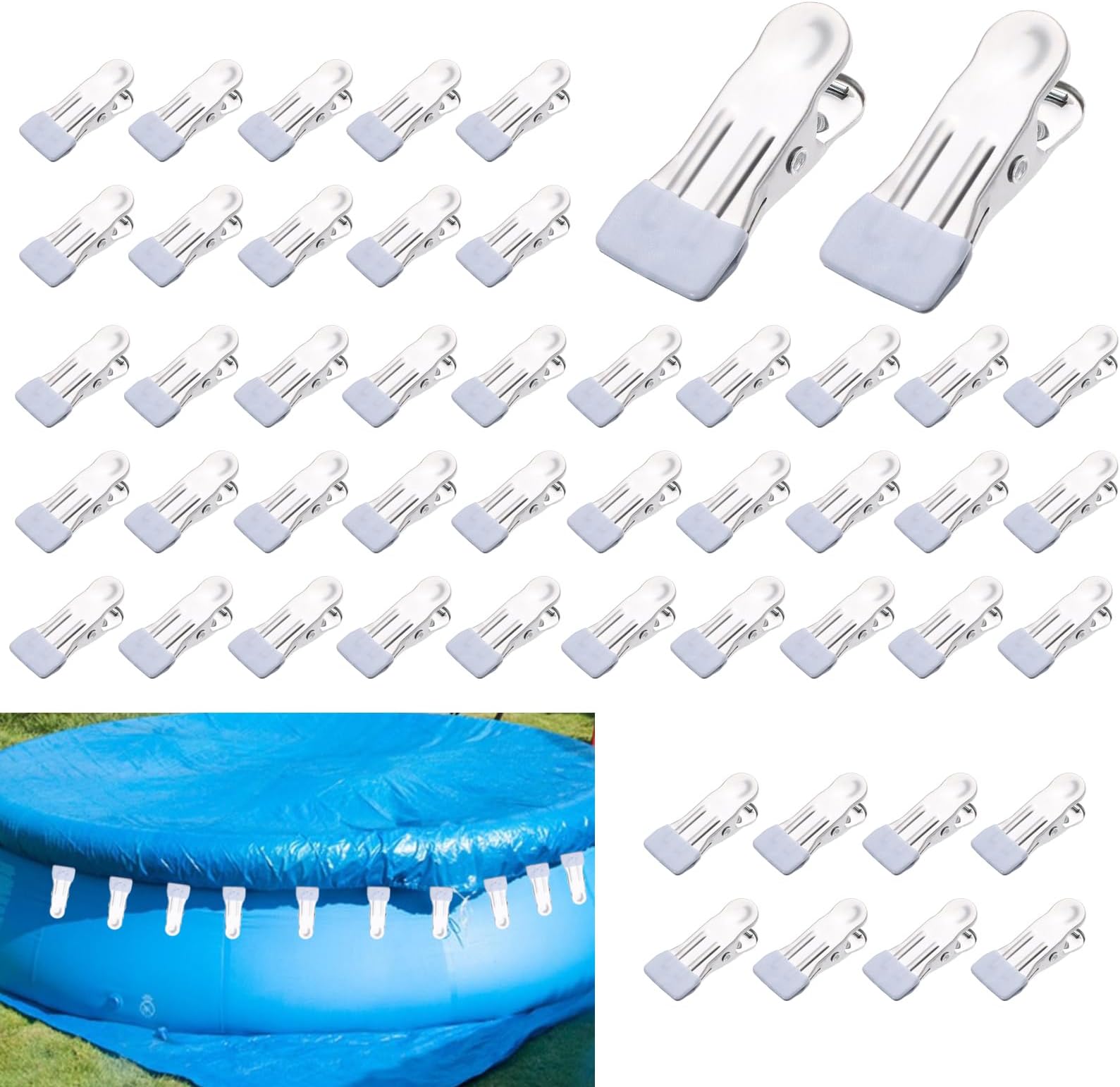 Amazon.com: 40 Pcs Swimming Pool Cover Clamps-Multifunctional Swimming ...