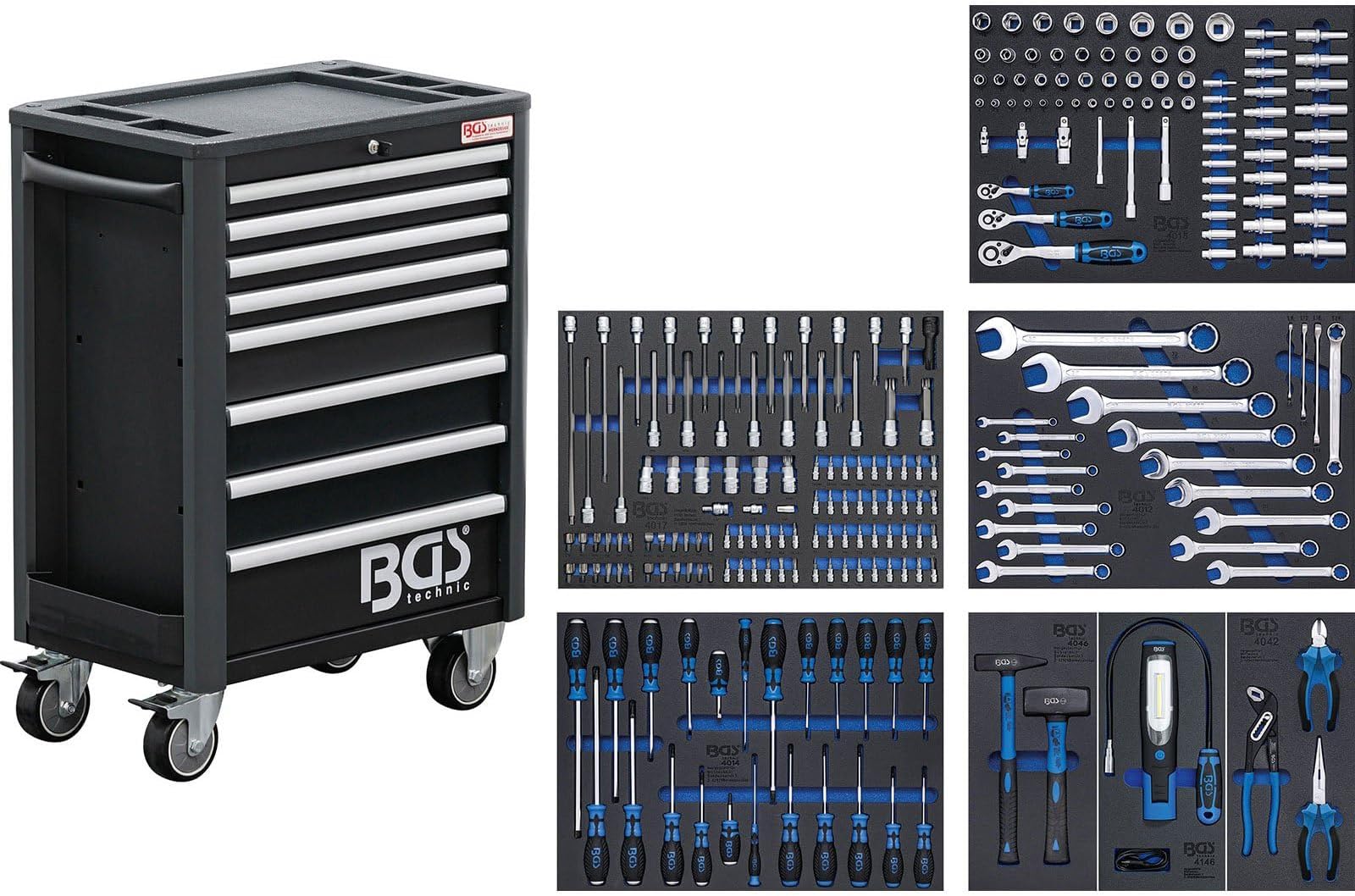 KS Tools 826.7598 Racingline Schwarz/rot Werkstattwagen mit 7 ...