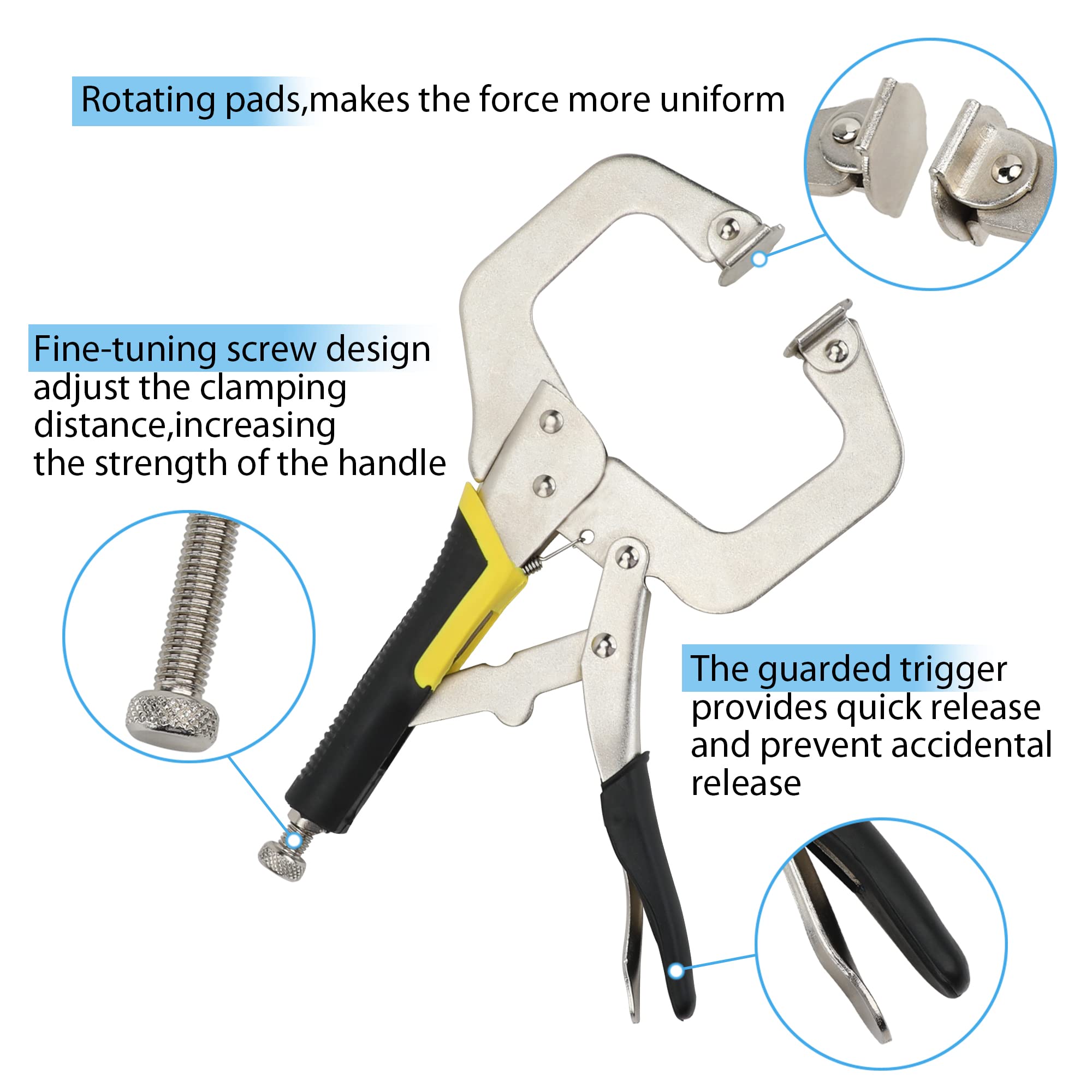 Snapklik.com : Hynade 11 Inch C-Clamps,Heavy Duty Swivel Pad Face Clamp ...