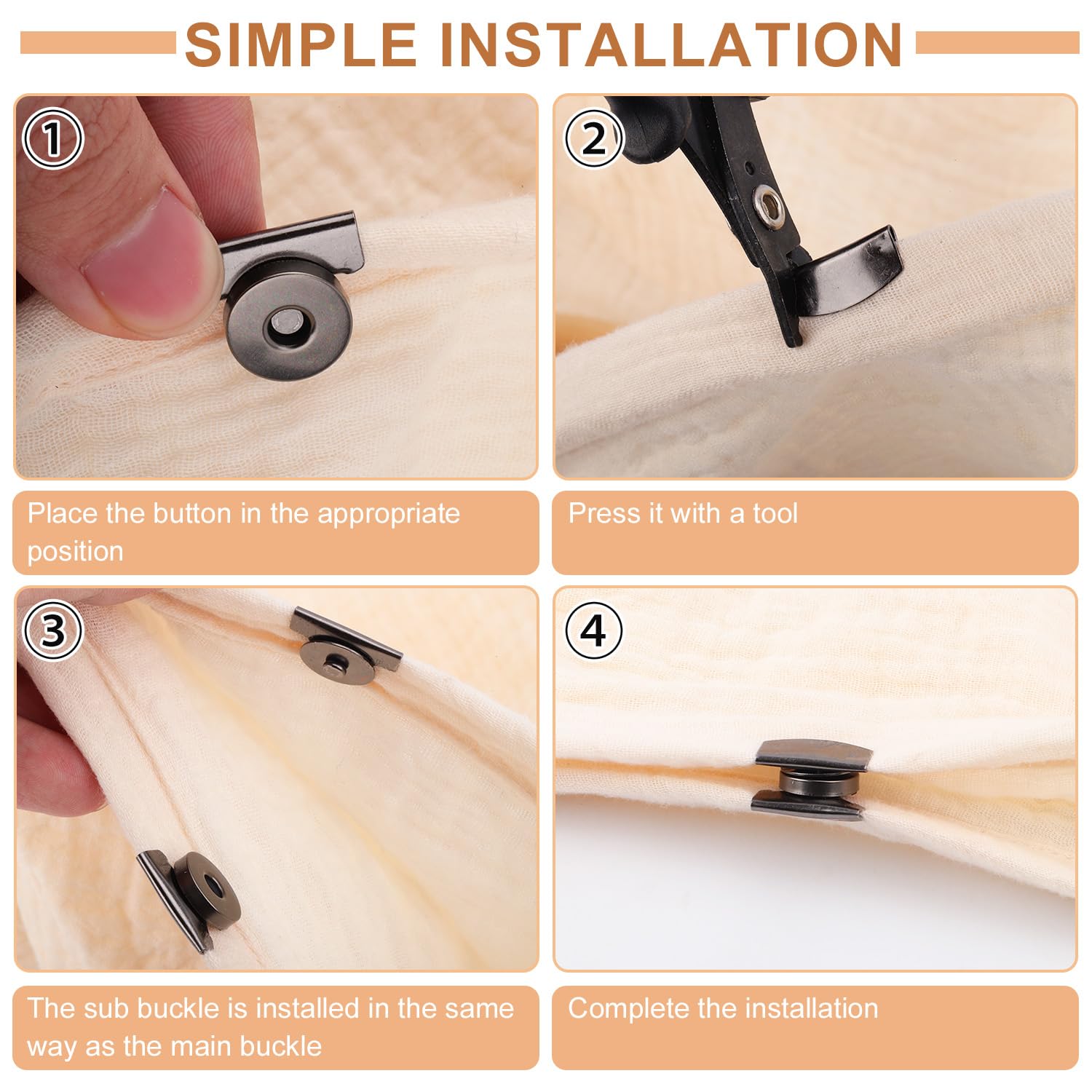Snapklik.com : 24 Sets Magnetic Snaps For Purses And Totes, No-Sew ...