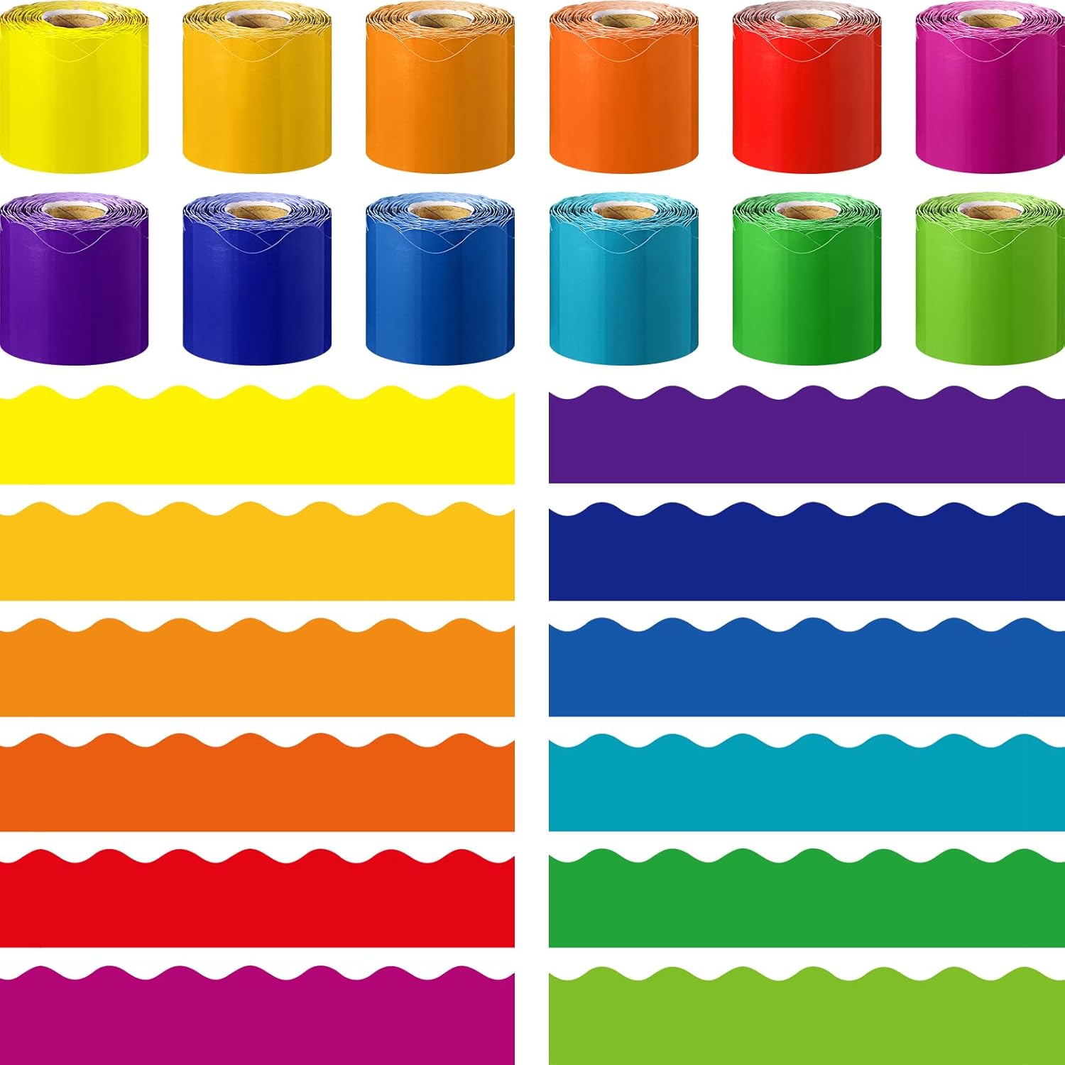 Amazon.com: Ctosree 12 Roll 630 ft Colorful Bulletin Board Borders Bulk ...