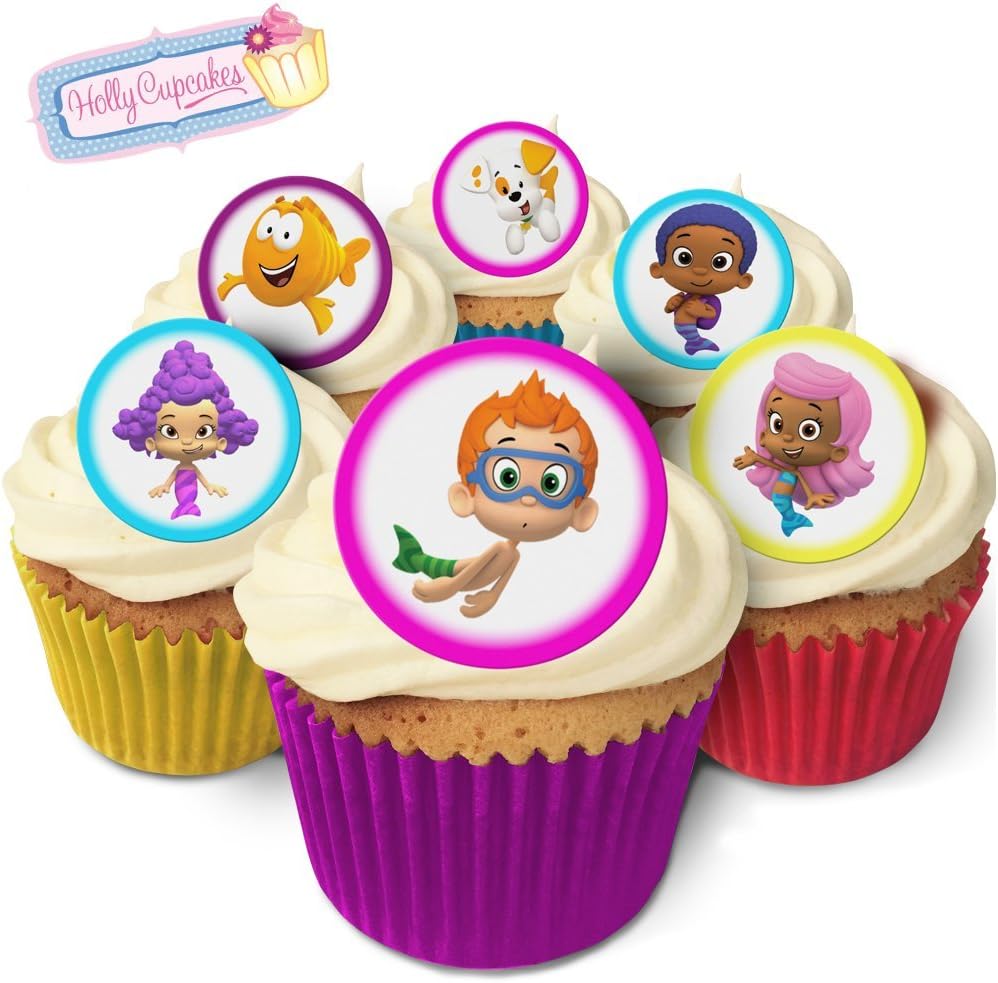 Amazon.com: 24 Fabulous Edible Pre-Cut Wafer Cake Toppers: Bubble ...