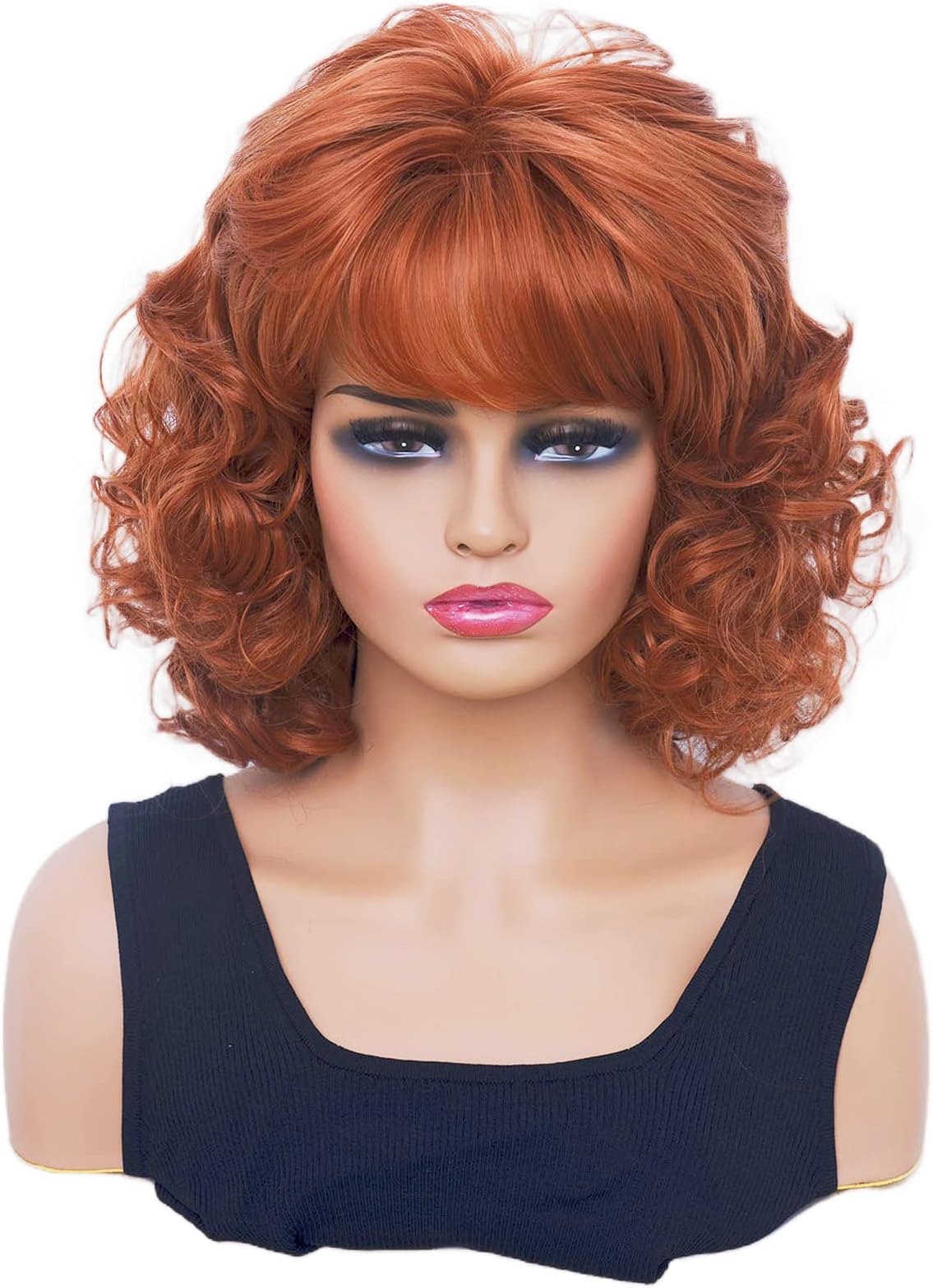 Amazon.com : Gerulyss Short Copper Red Wigs for Women Auburn Wavy ...