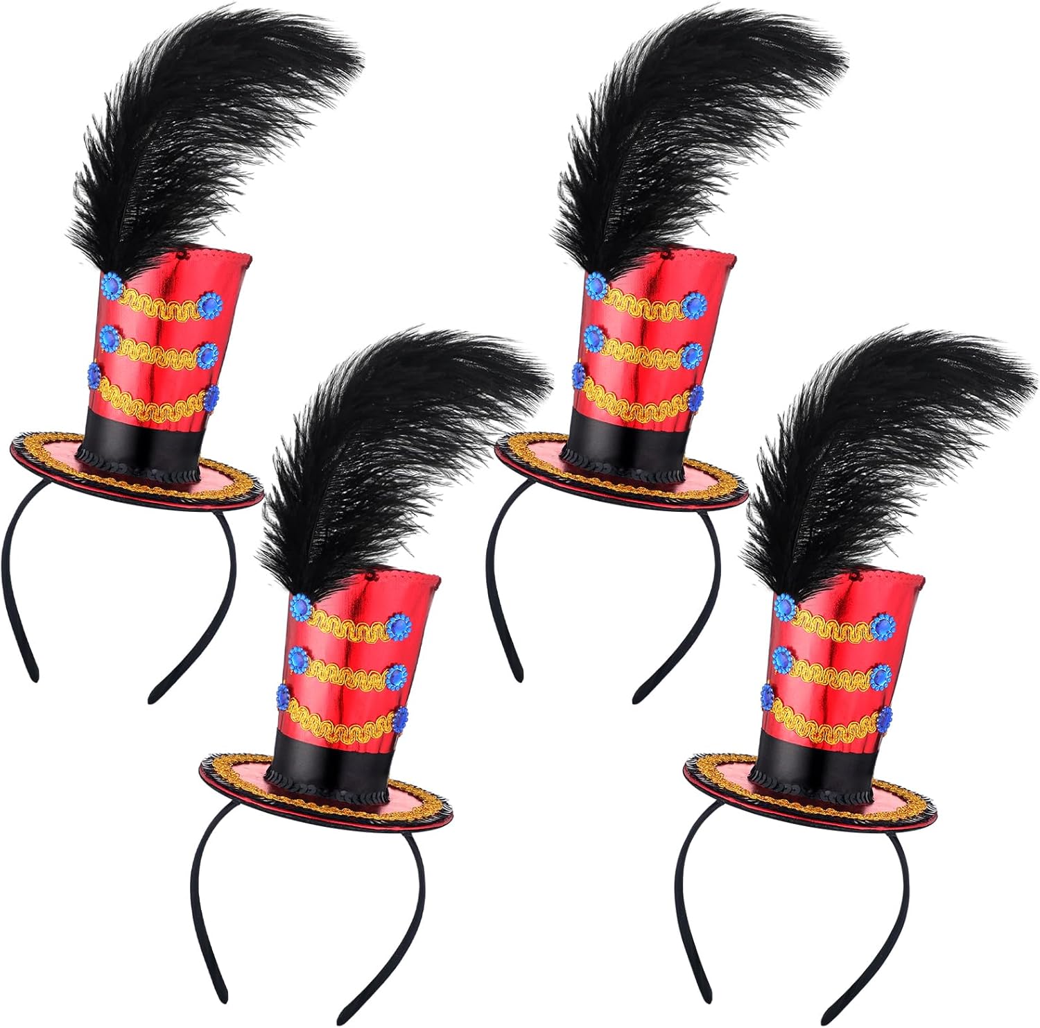 Amazon.com: Newcotte 4 Pcs Ringmaster Hat Circus Mini Top Hat Headband ...