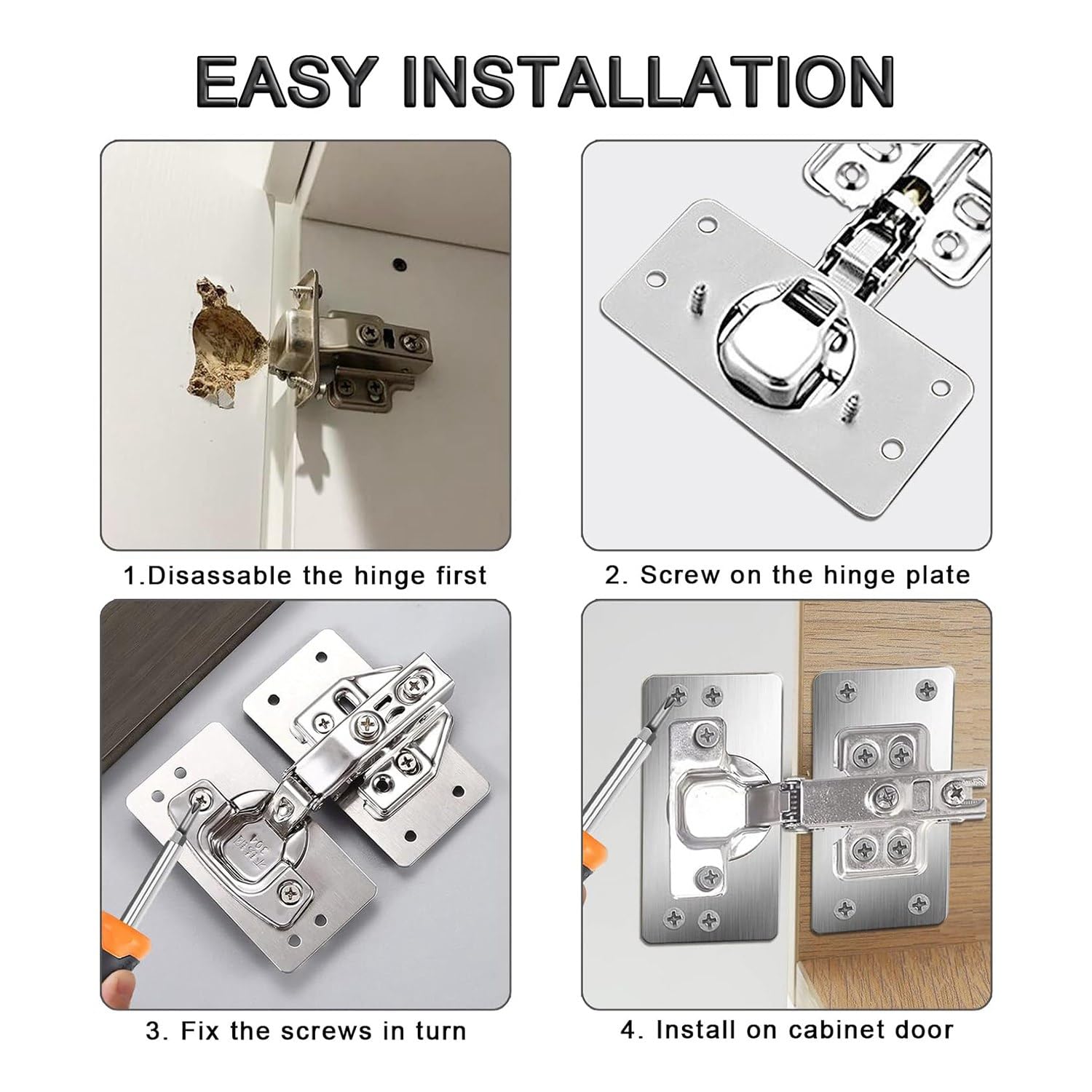 Ginobili 4Pack Cabinet Hinge Repair Plate with 2Pack Full Overlay Soft ...