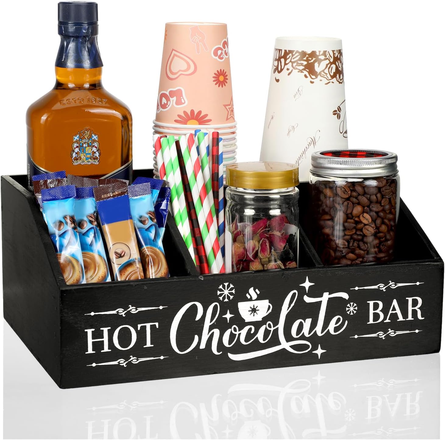 Amazon.com: Barydat Christmas Hot Cocoa Bar Wood Coffee Station ...