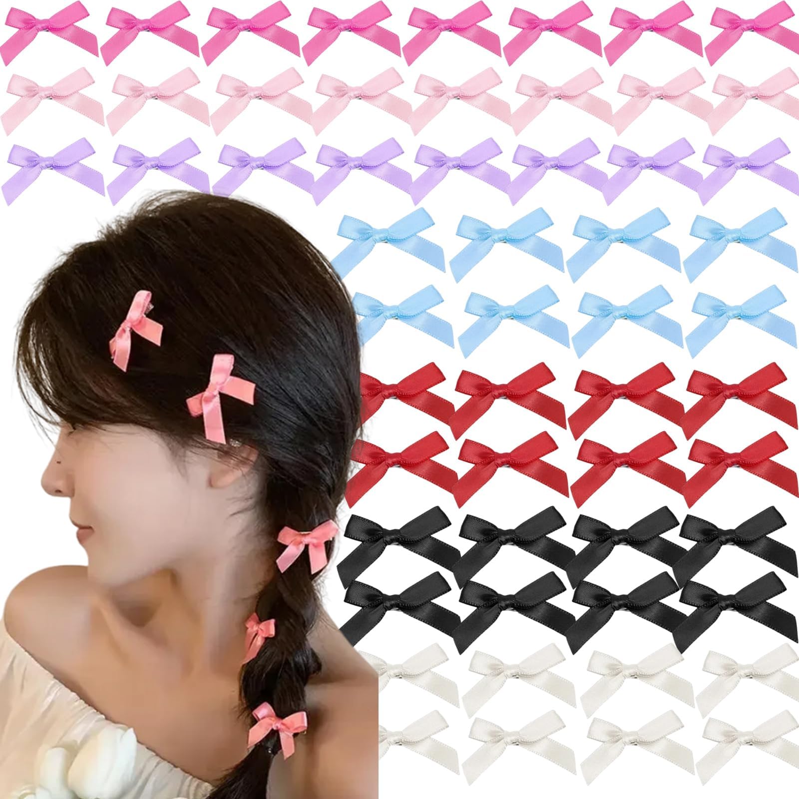 Amazon.com : auwiyd 56 PCS Satin Bow Alligator Hair Accessories - Mini ...